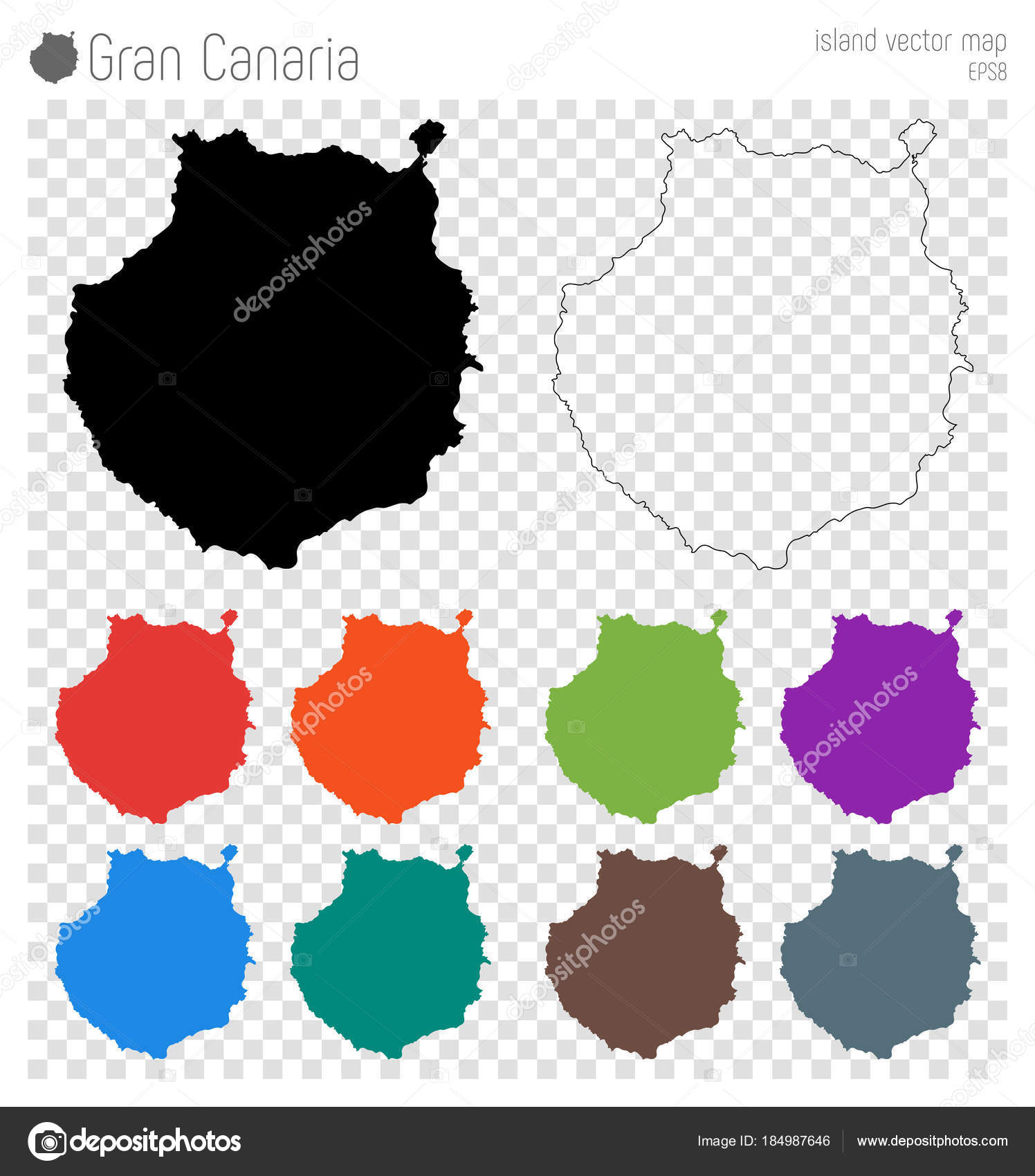 Gran Canaria high detailed map Island silhouette icon Isolated Gran ...