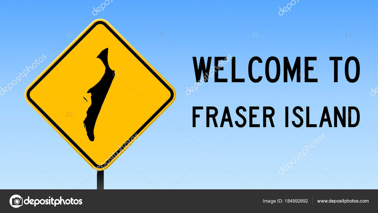 Peta Fraser Island pada papan nama jalan Poster lebar dengan peta pulau ...