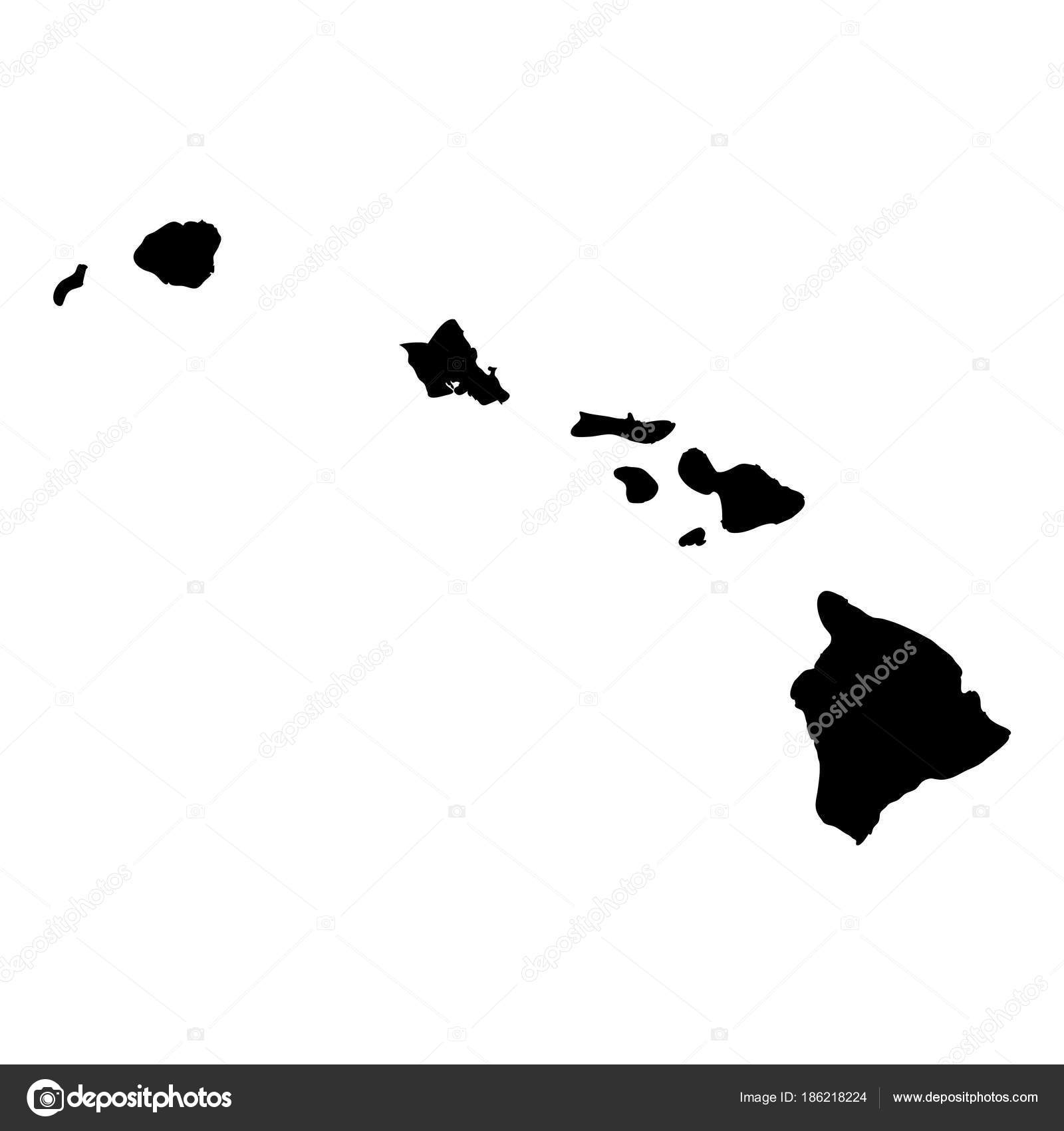 Hawaii map Island silhouette icon Isolated Hawaii black map outline ...