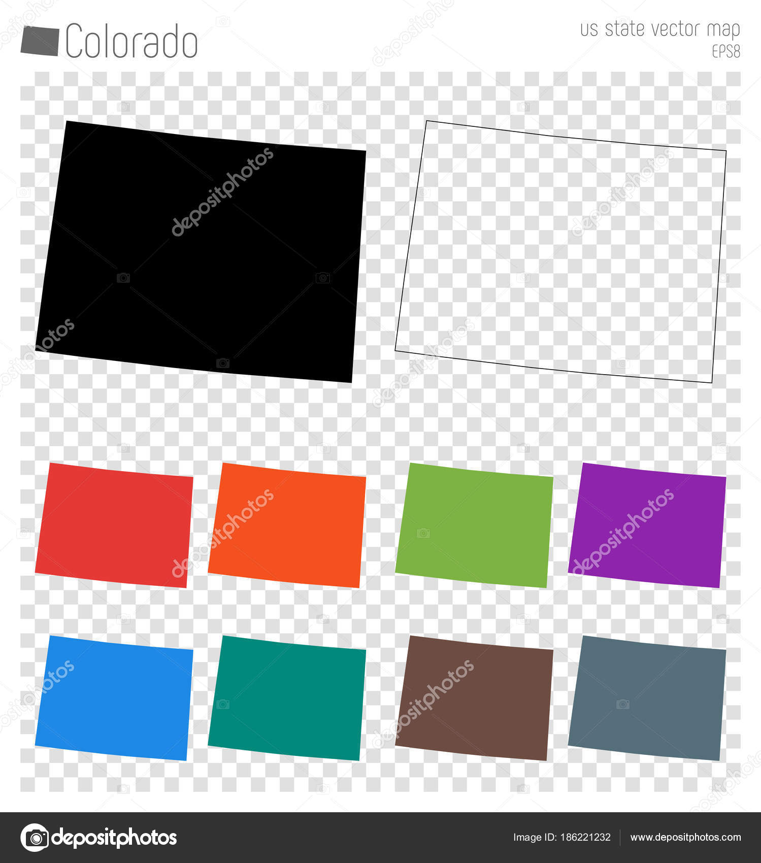 Colorado high detailed map Us state silhouette icon Isolated Colorado ...