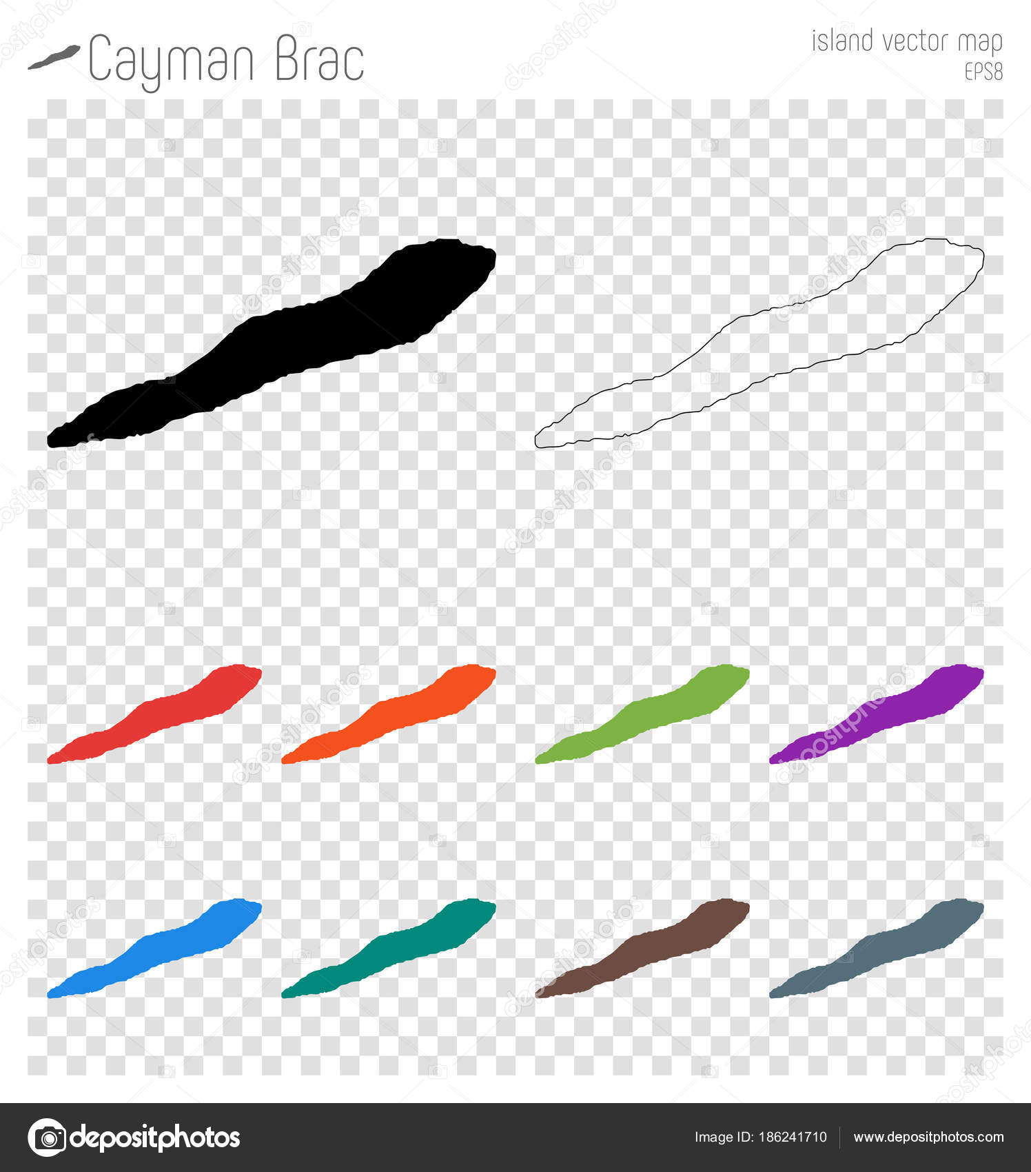 Cayman Brac high detailed map Island silhouette icon Isolated Cayman ...