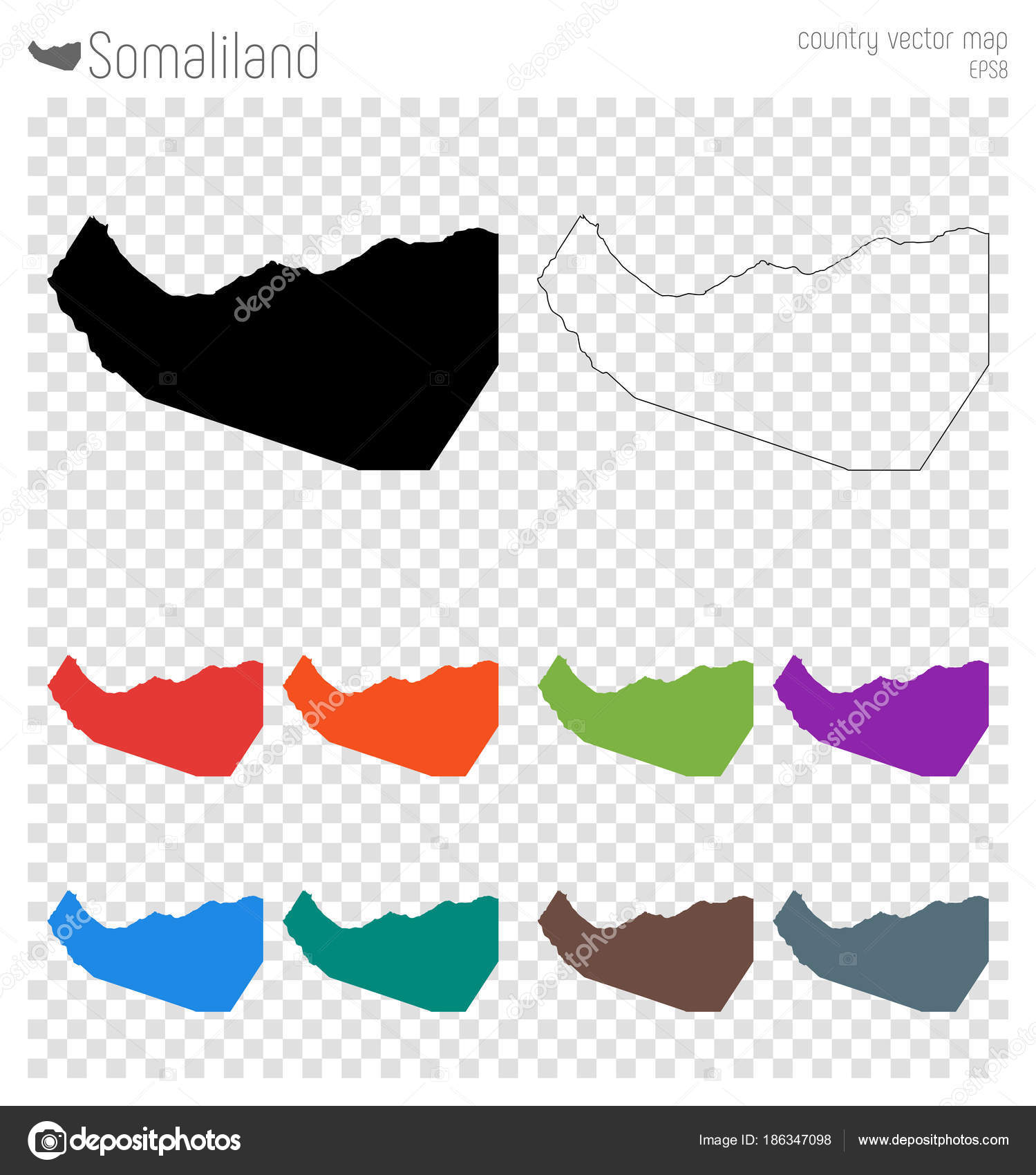 Somaliland high detailed map Country silhouette icon Isolated ...