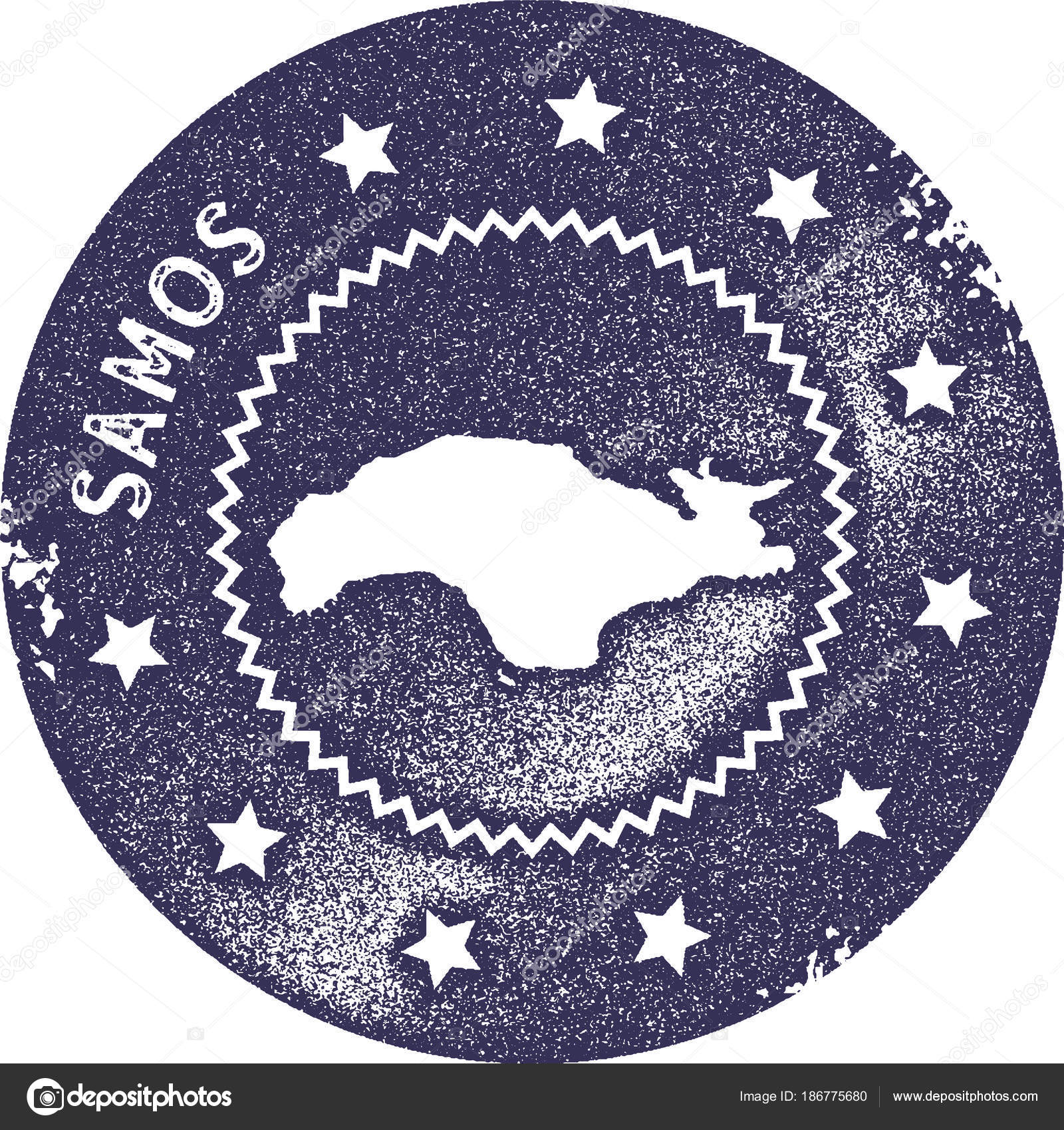 Samos map vintage stamp Retro style handmade label badge or element for ...