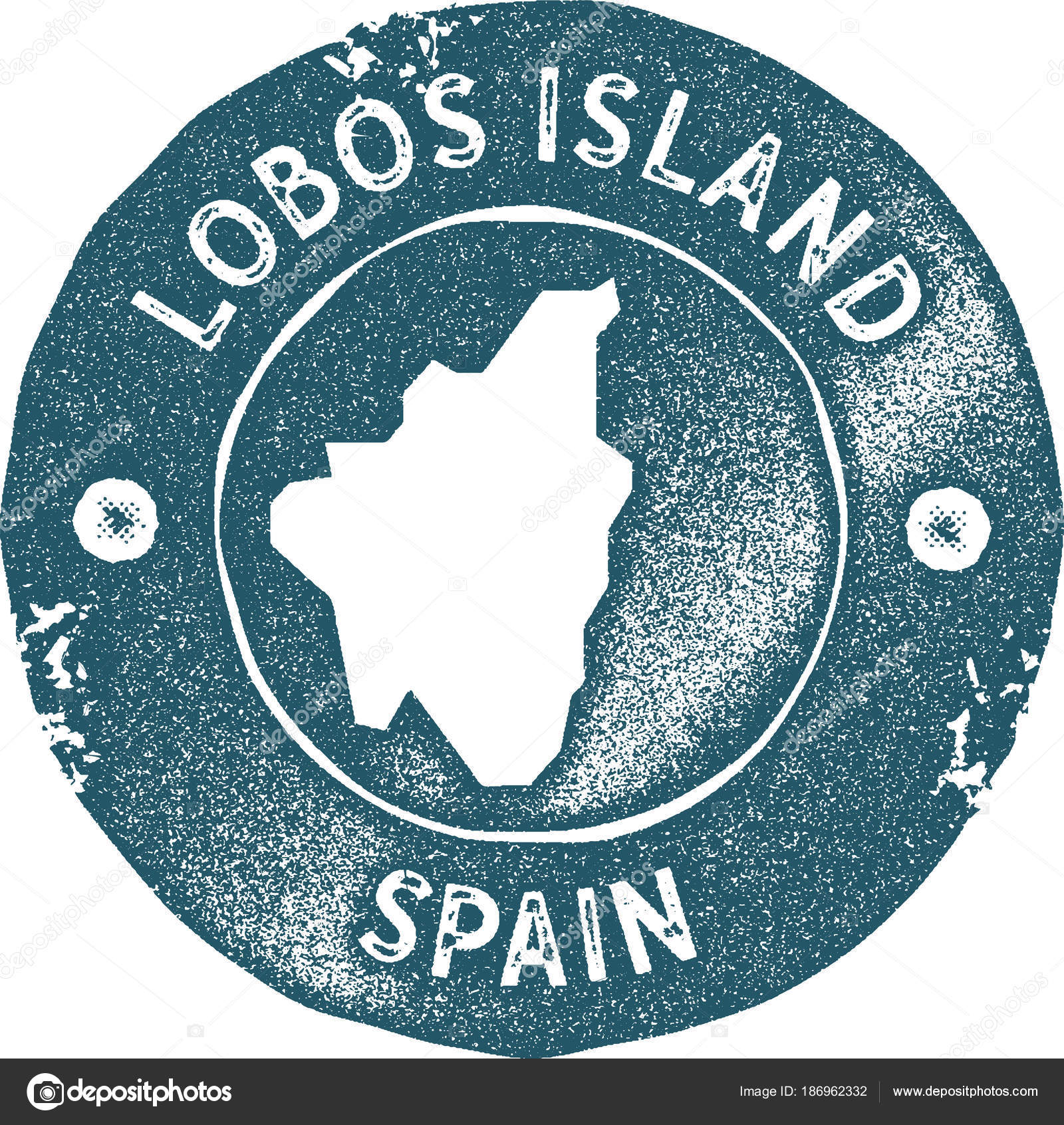 Lobos Island map vintage stamp Retro style handmade label badge or ...