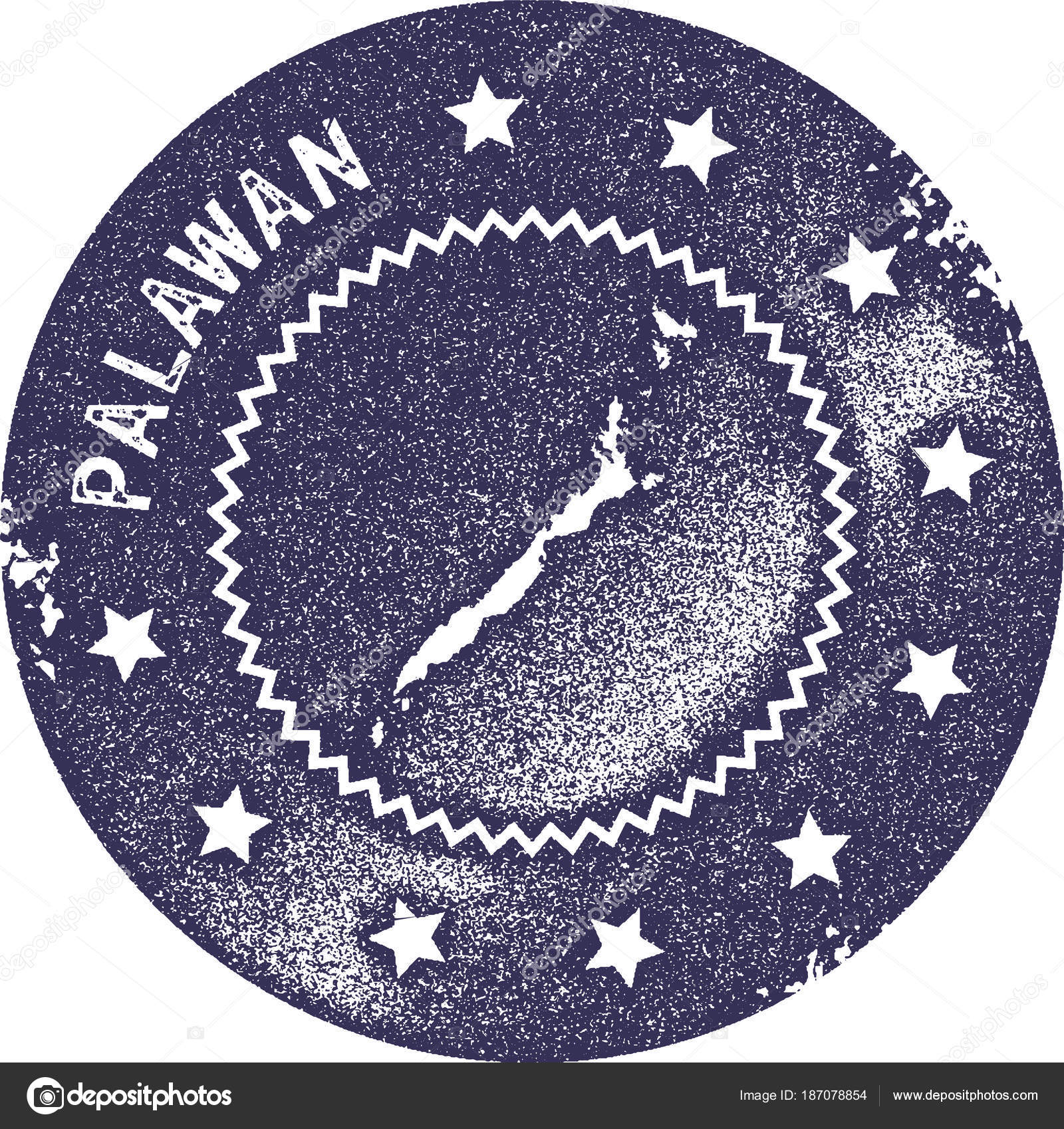 Palawan map vintage stamp Retro style handmade label badge or element ...