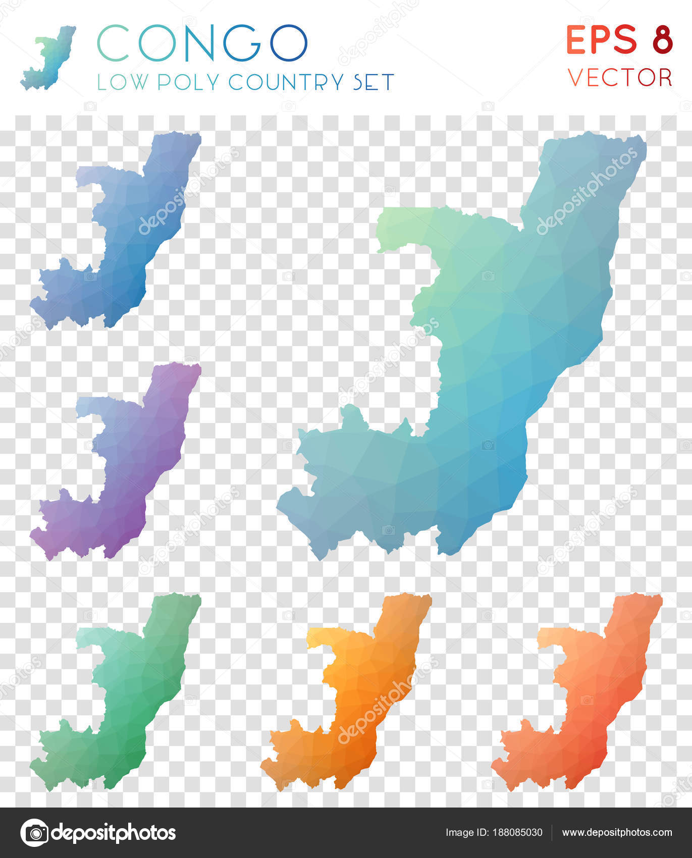 Congo geometric polygonal maps mosaic style country collection Ecstatic ...