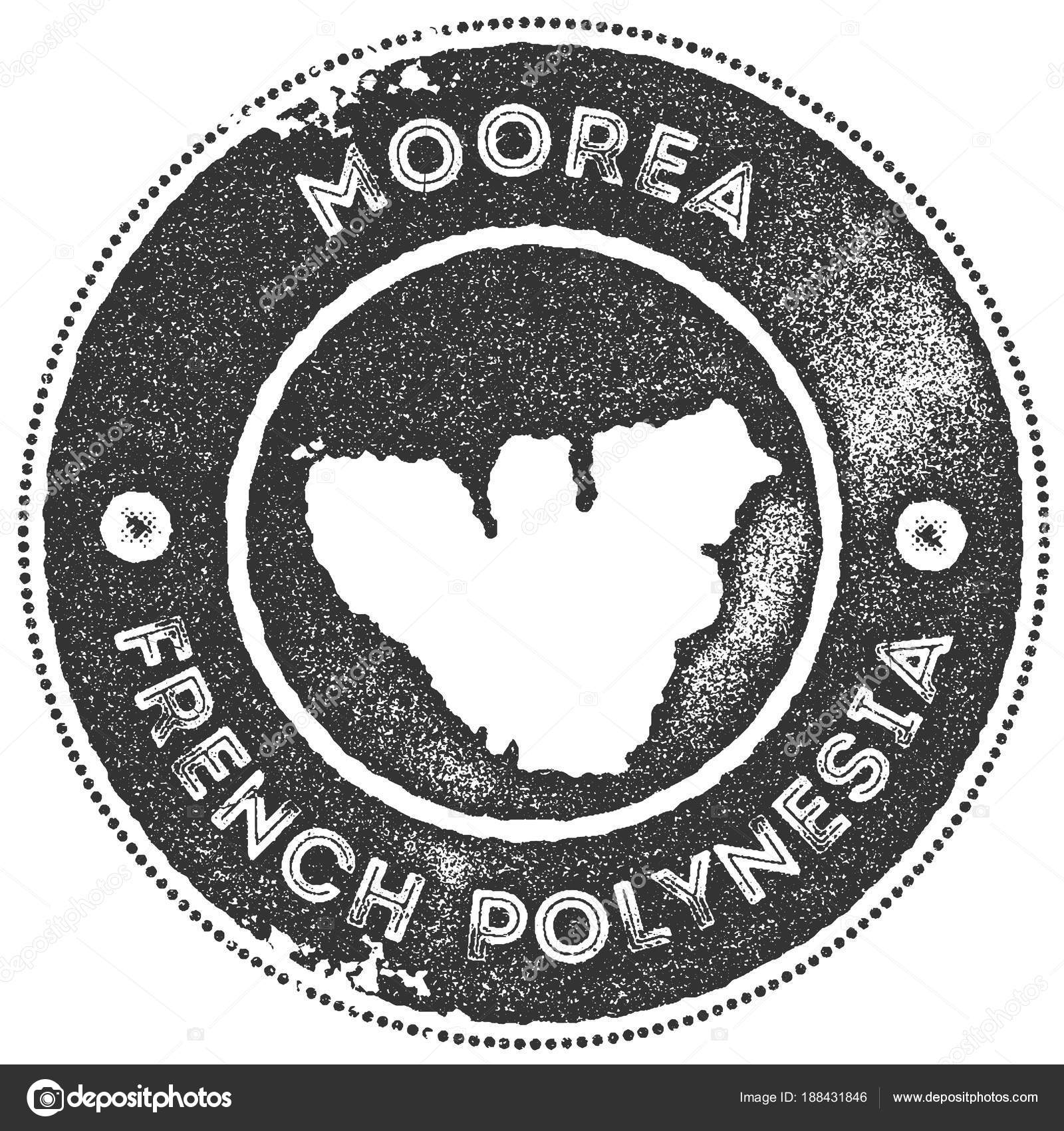 Moorea map vintage stamp Retro style handmade label badge or element ...