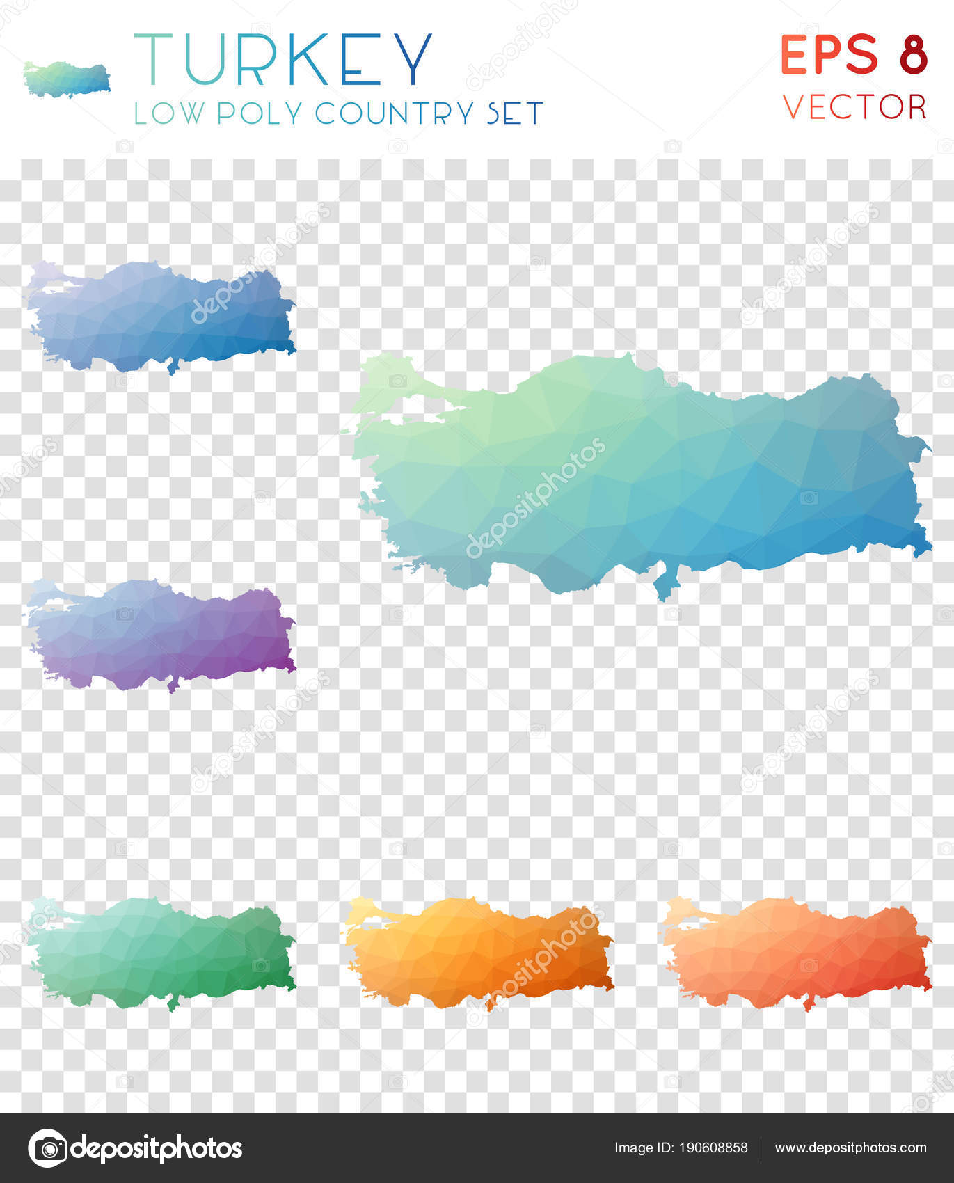 Turkey geometric polygonal maps mosaic style country collection ...