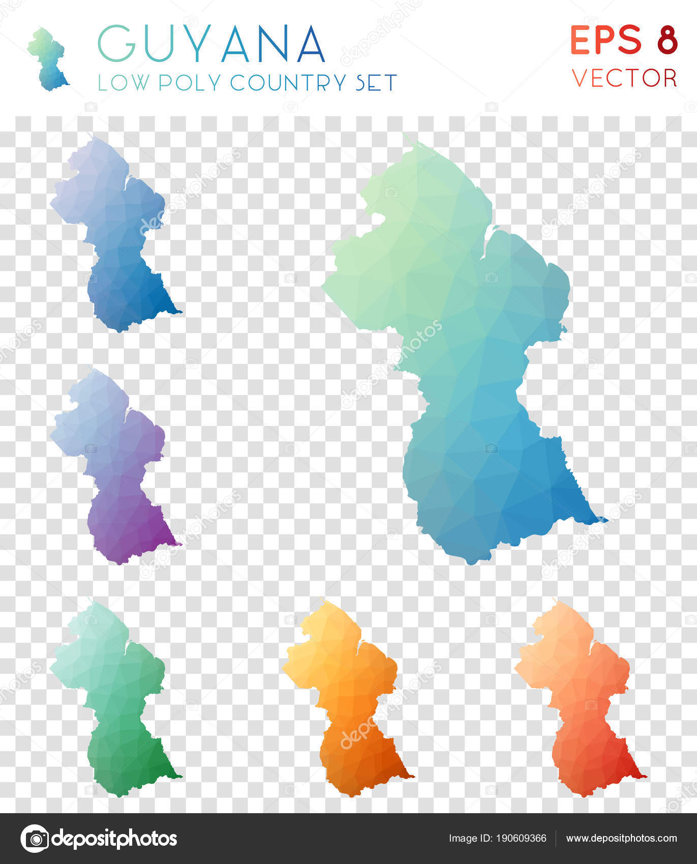 Guyana geometric polygonal maps mosaic style country collection Indelible low poly style modern ...
