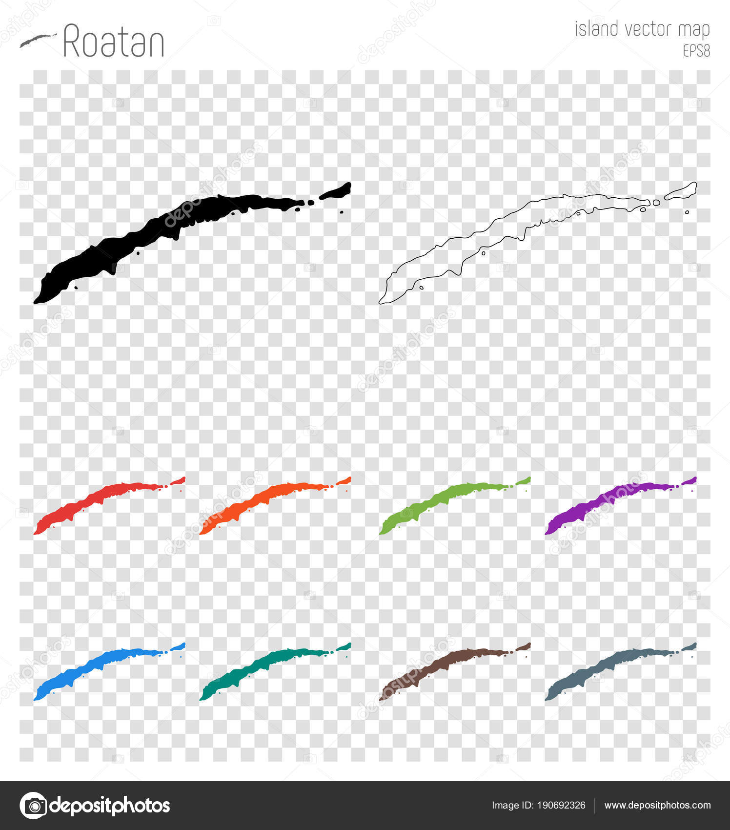 Mapa detallado de Roatán Icono de la silueta de la isla Isolated Roatan ...
