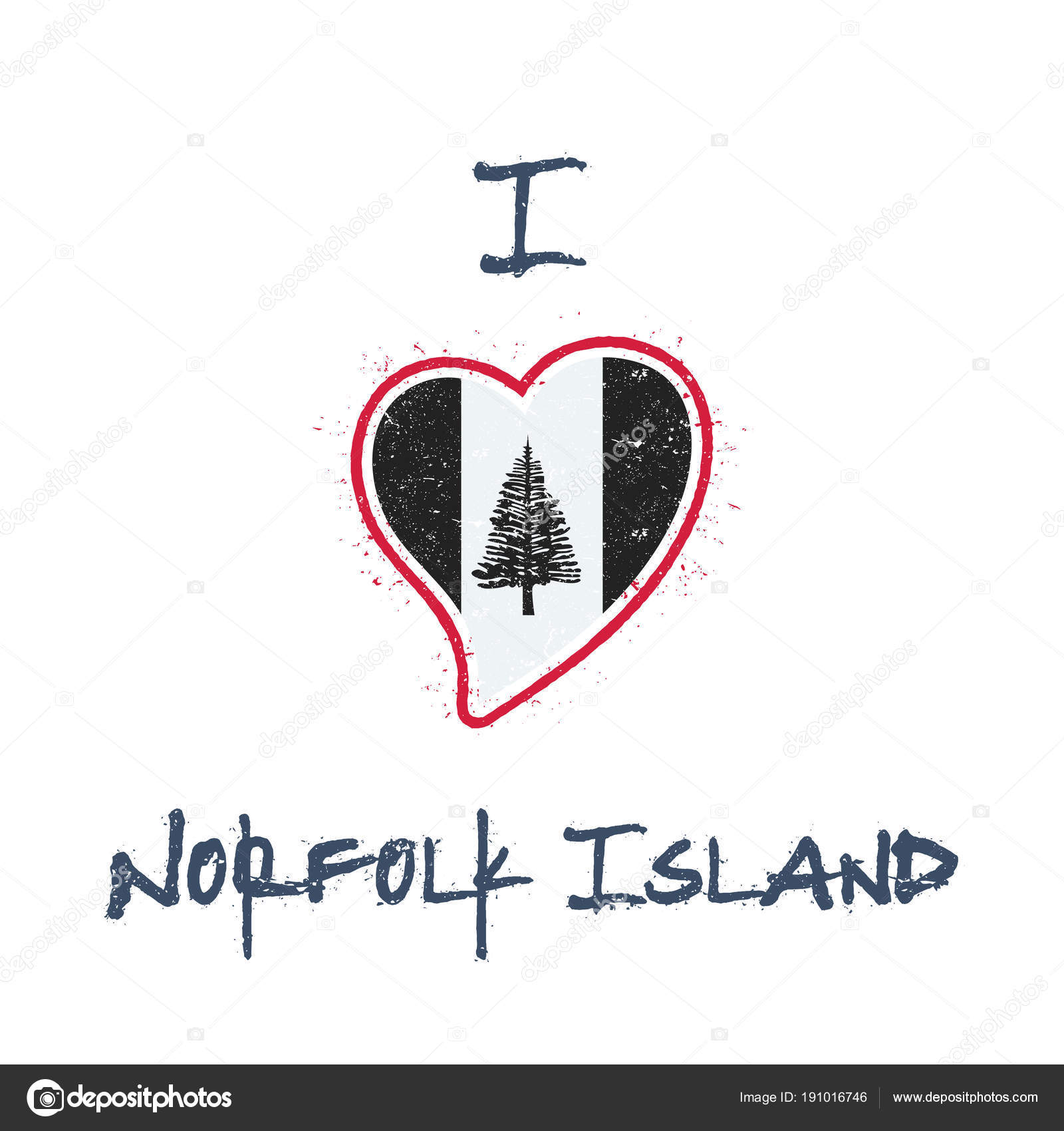 Norfolk Islander flag patriotic tshirt design Heart shaped national ...