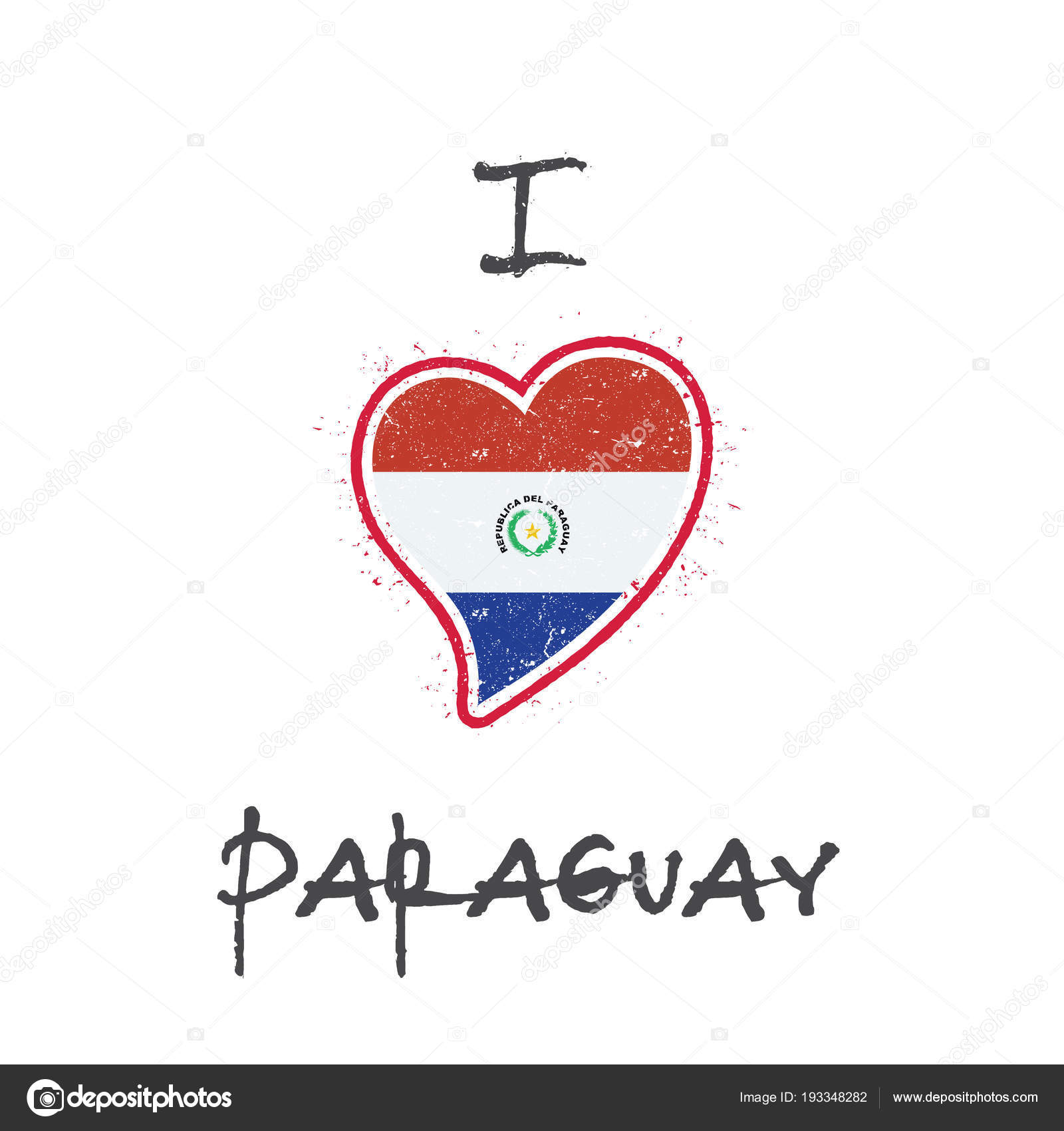 Paraguayan flag patriotic tshirt design Heart shaped national flag Paraguay on white background ...