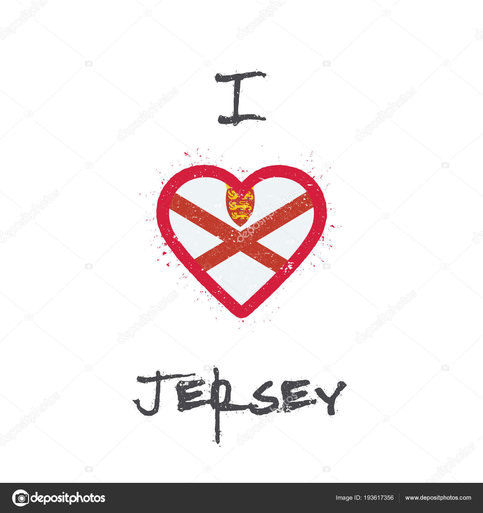 I love Jersey tshirt design Channel Islander flag in the shape of heart ...