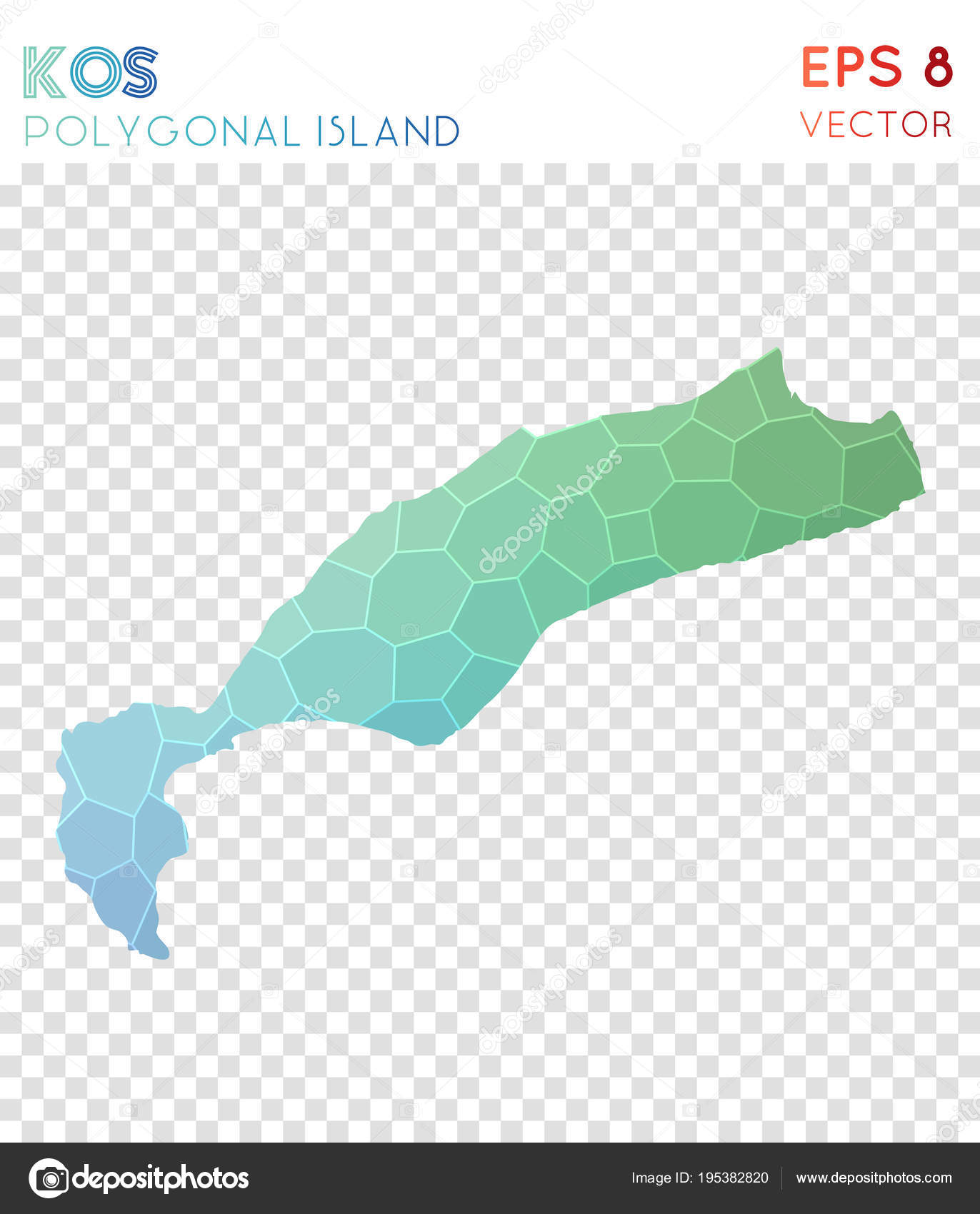 Kos polygonal map mosaic style island Alive low poly style modern ...
