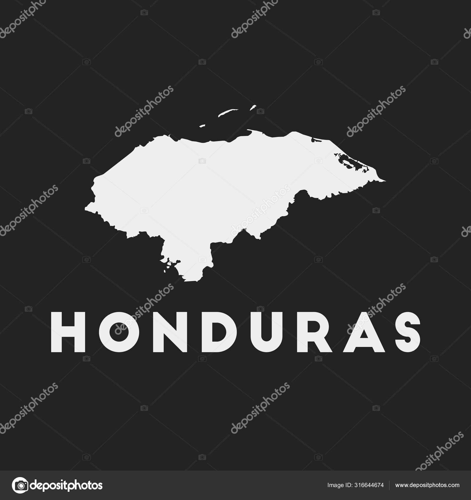 Honduras icon Country map on dark background Stylish Honduras map with ...