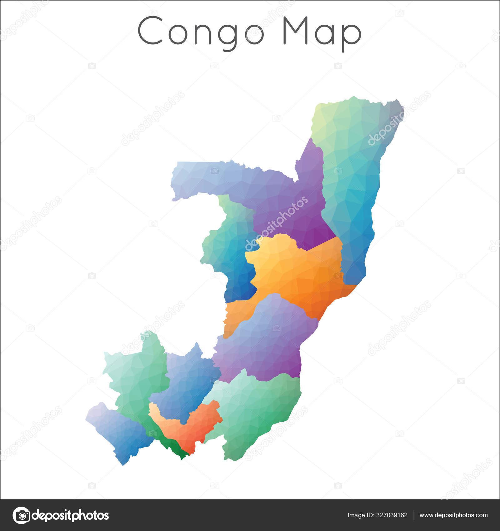 Low Poly map of Congo Congo geometric polygonal mosaic style map Stock ...