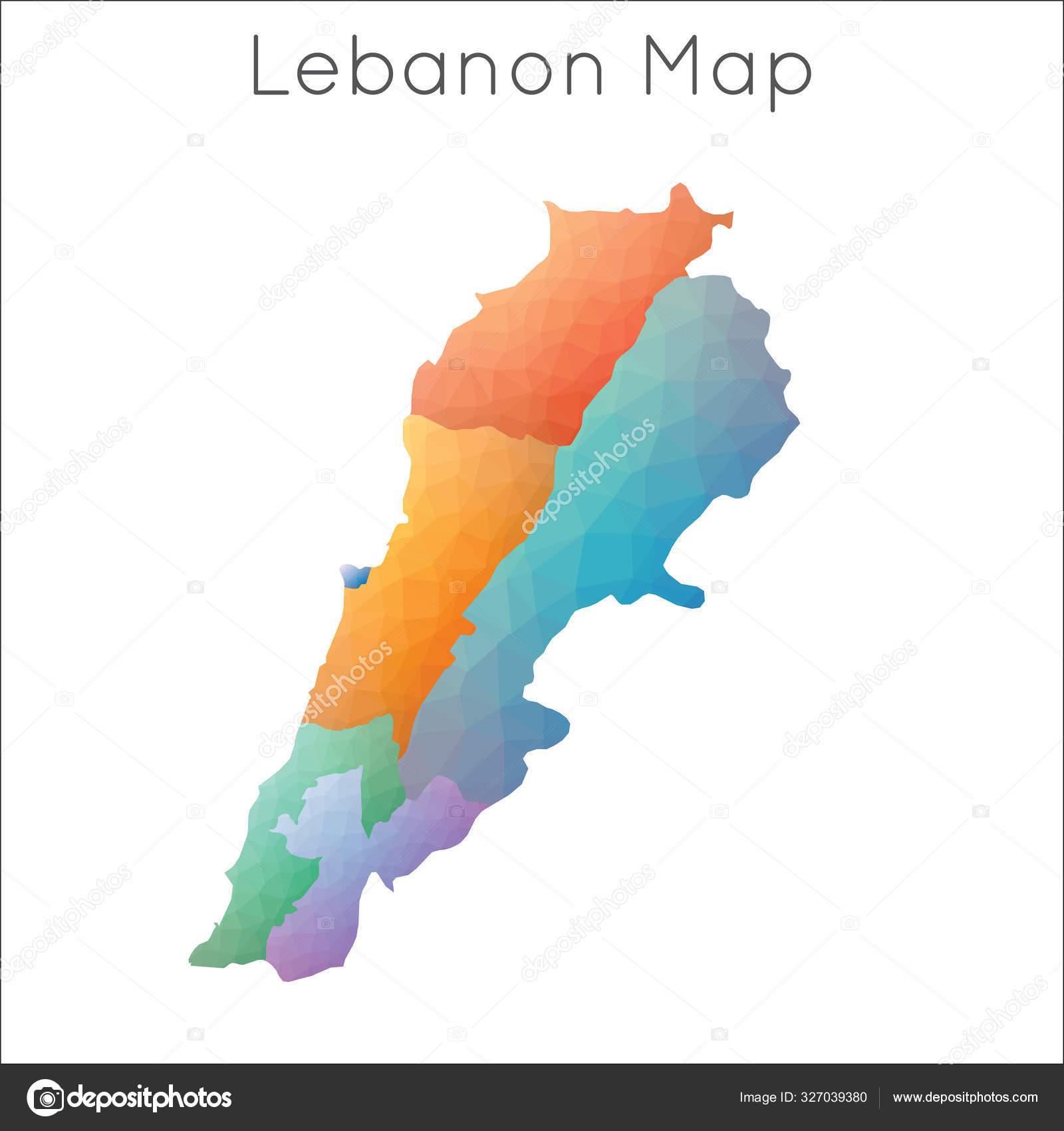 Low Poly map of Lebanon Lebanon geometric polygonal mosaic style map ...