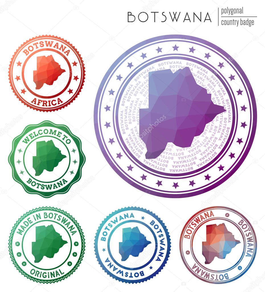 Insignia de Botswana. Colorido símbolo del país poligonal. Conjunto de ...