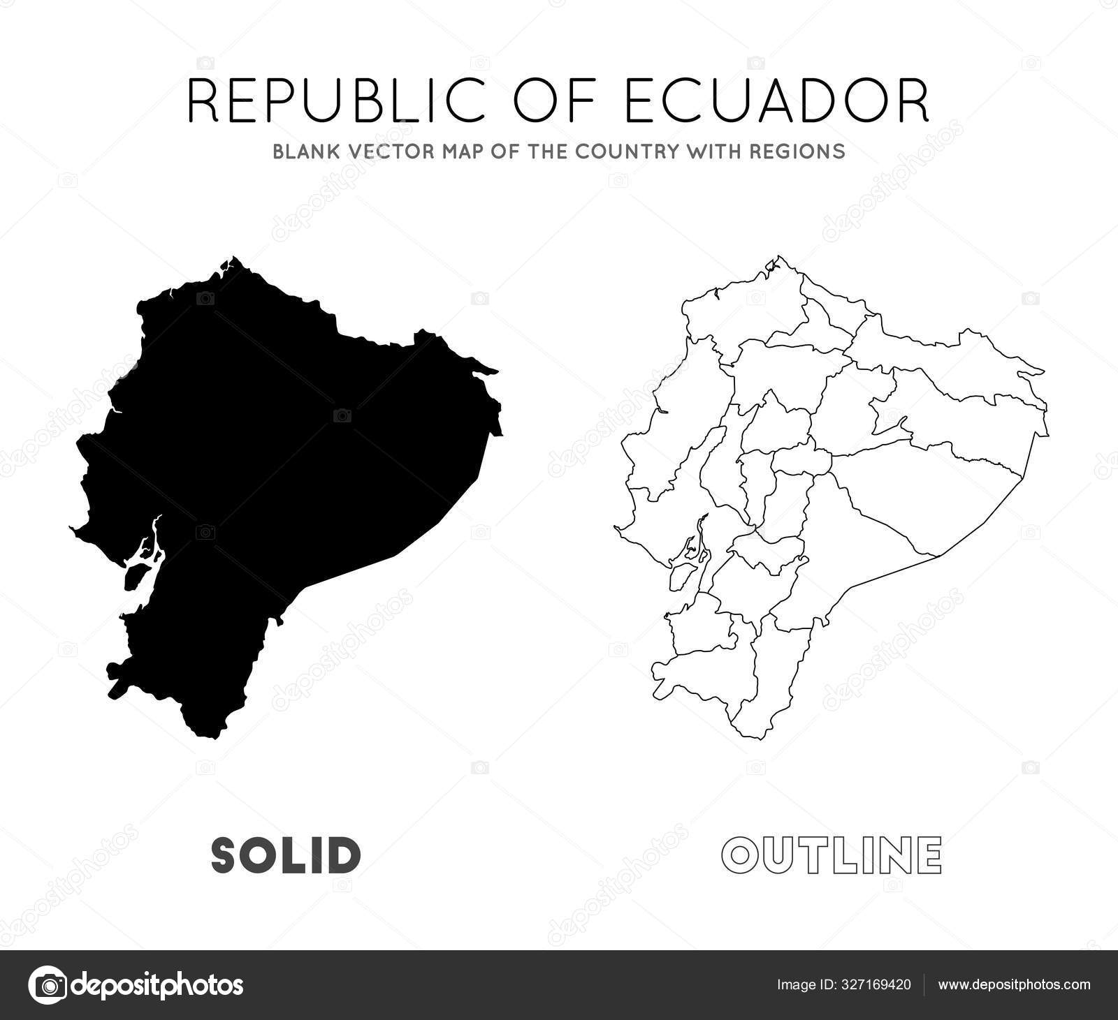 Ecuador Map Blank Vector Map Country Regions Borders Ecuador Your Stock ...
