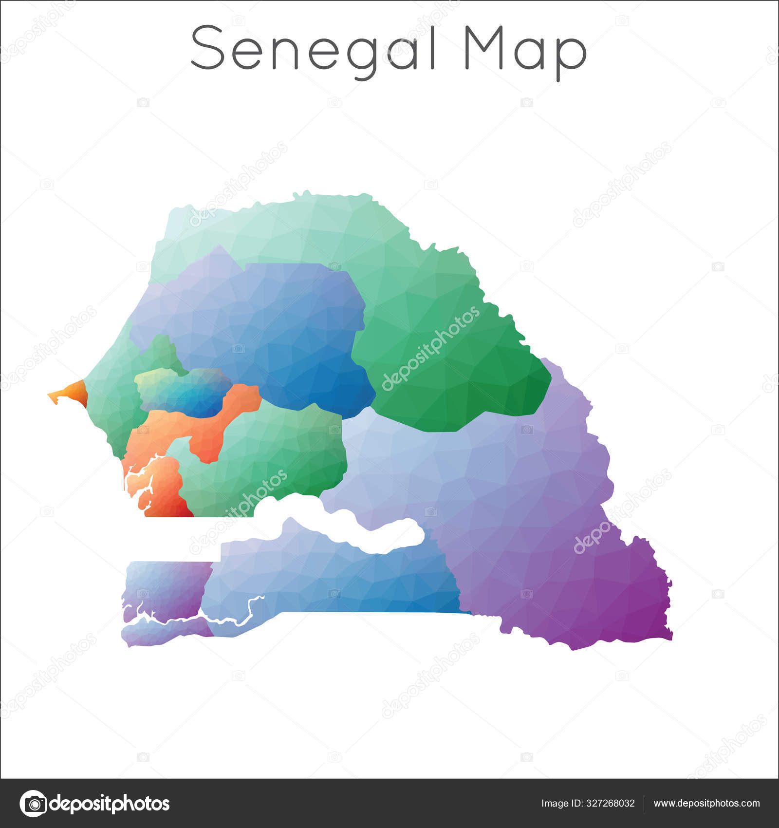 Low Poly mapa de Senegal Senegal geométrico mosaico poligonal mapa de ...