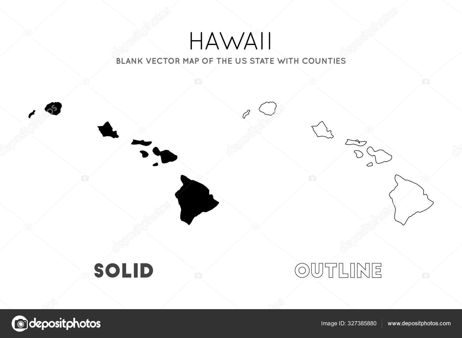 Hawaii Map Blank Vector Map State Counties Borders Hawaii Your Stock ...