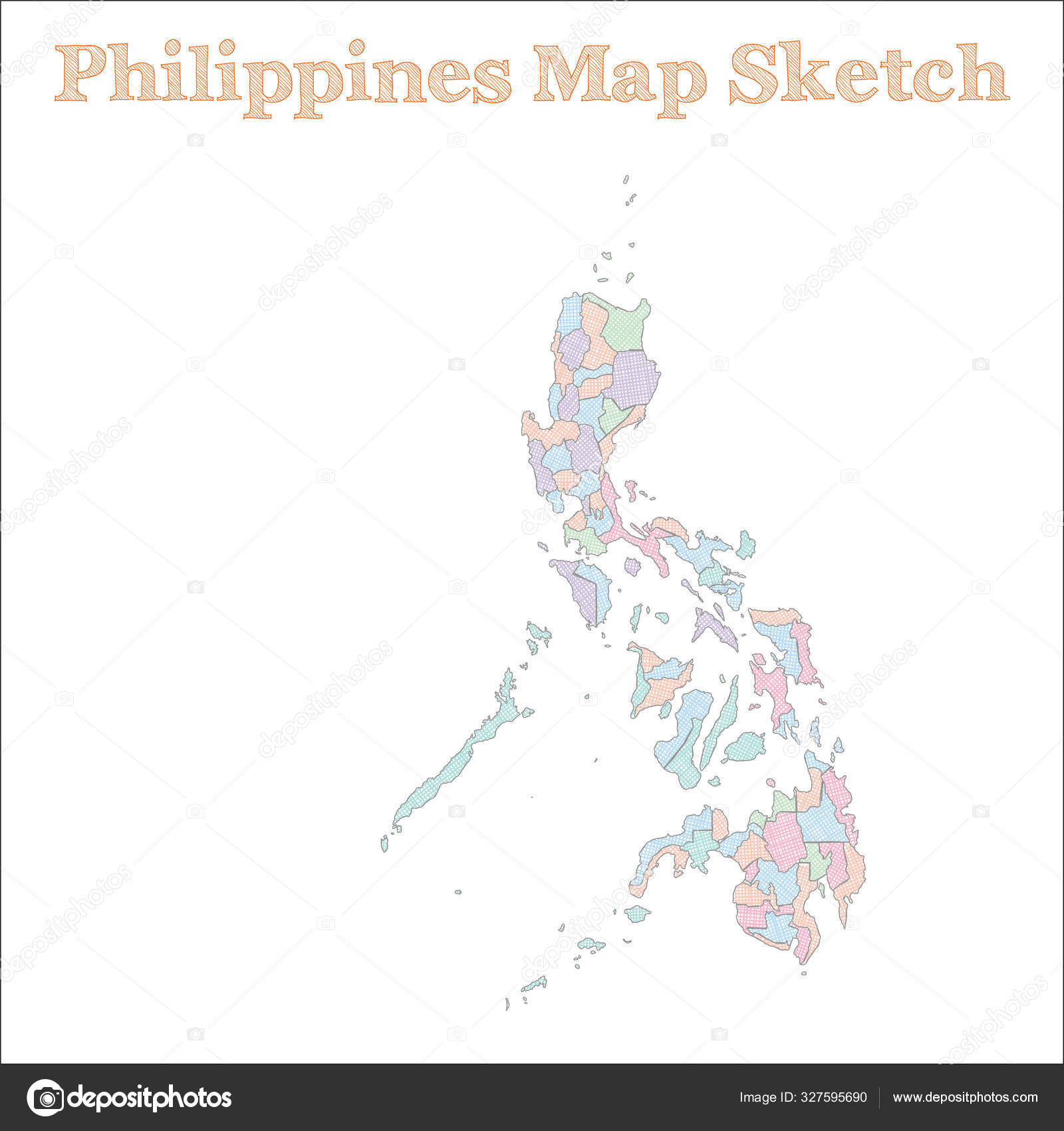 Philippines map Handdrawn country Actual sketchy Philippines map with ...