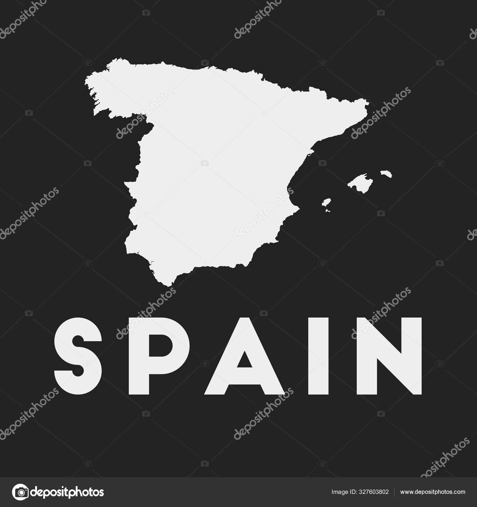 Spain icon Country map on dark background Stylish Spain map with ...