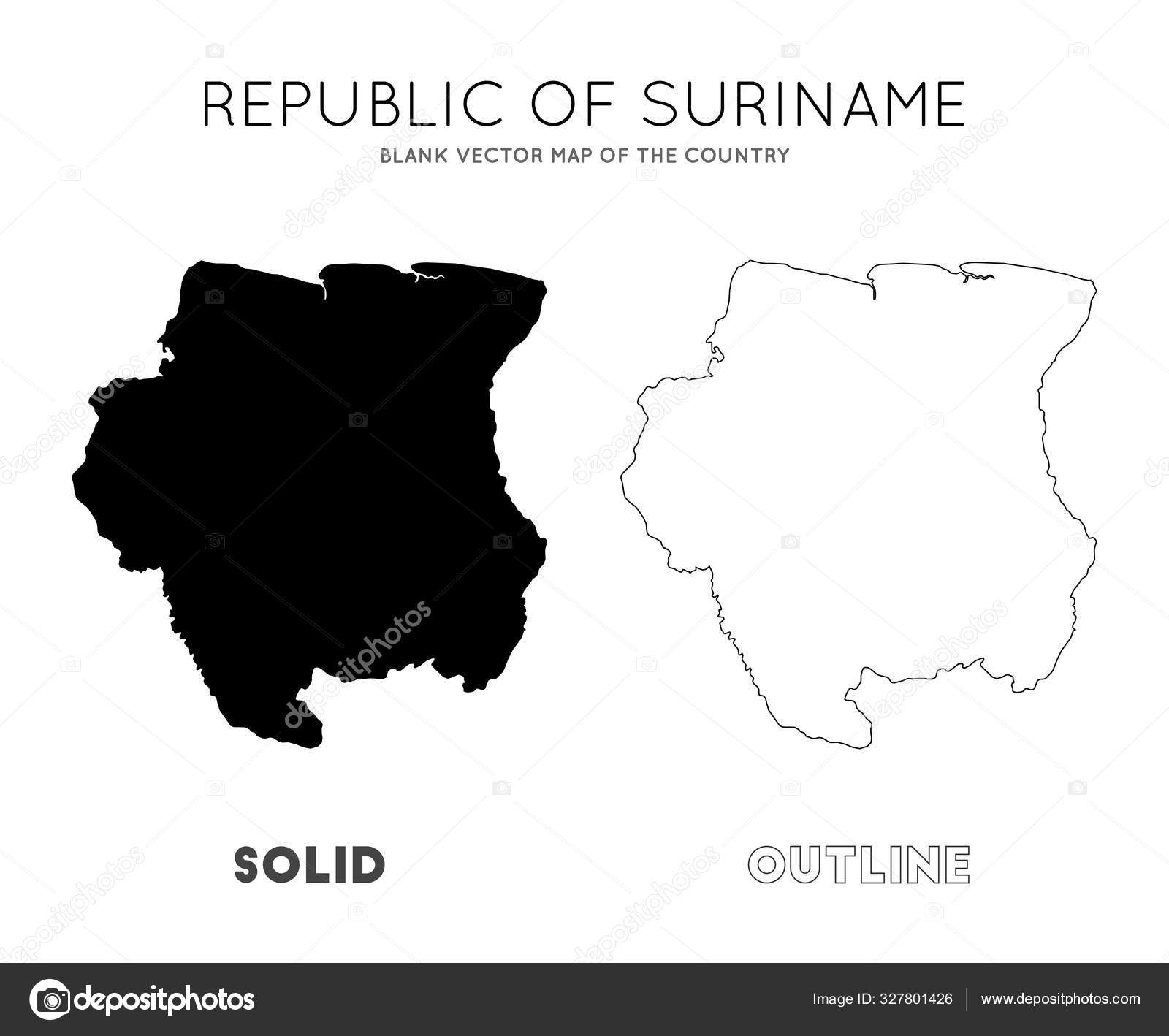Peta suriname Peta vektor kosong dari Batas Negara Suriname bagi Vektor ...