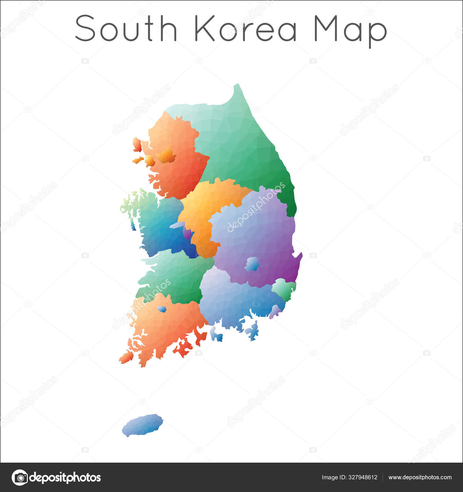 Low Poly mapa de Corea del Sur Corea del Sur geométrico mapa de estilo ...