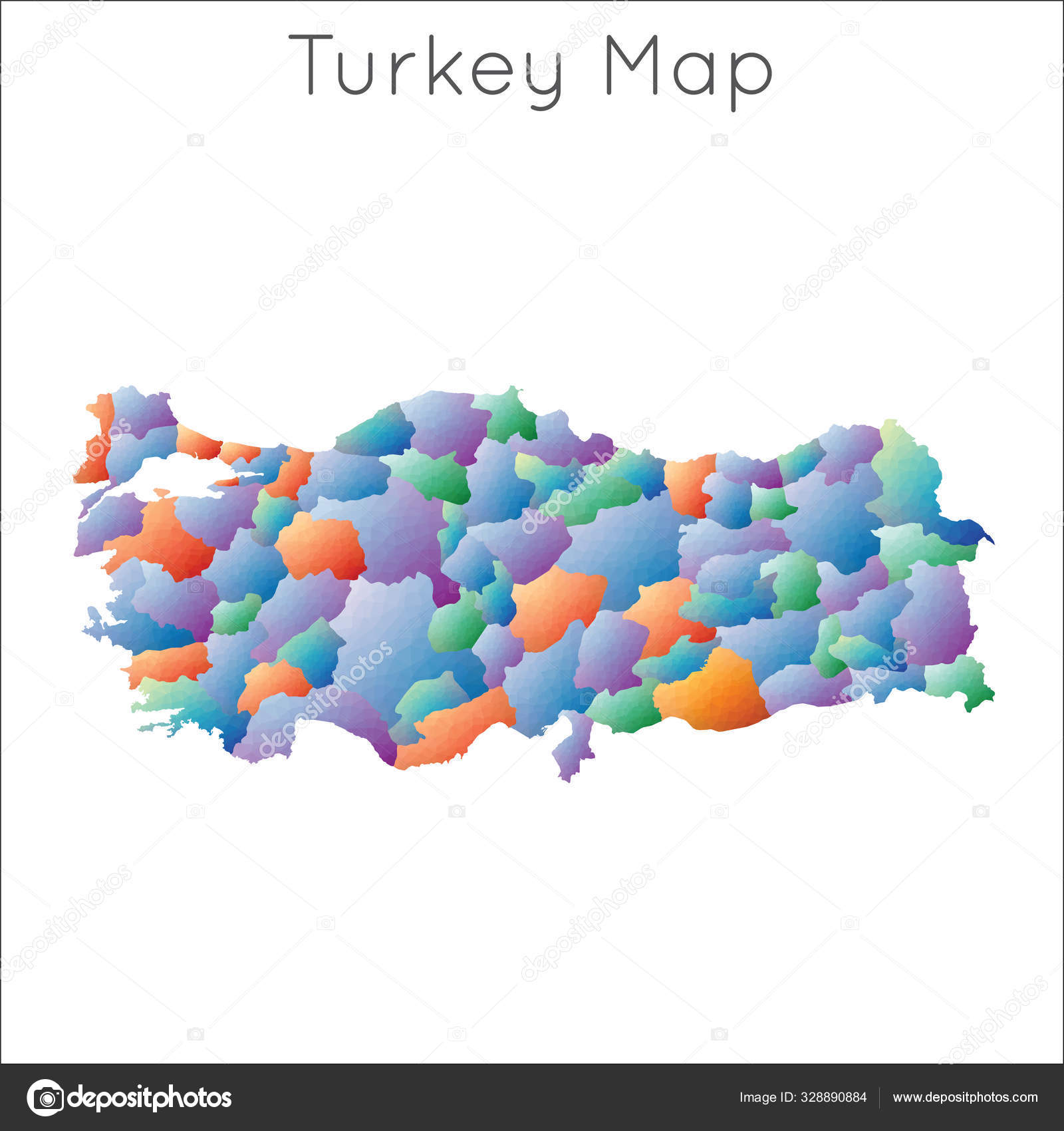 Low Poly Map Turkey Turkey Geometric Polygonal Mosaic Style Map Stock ...