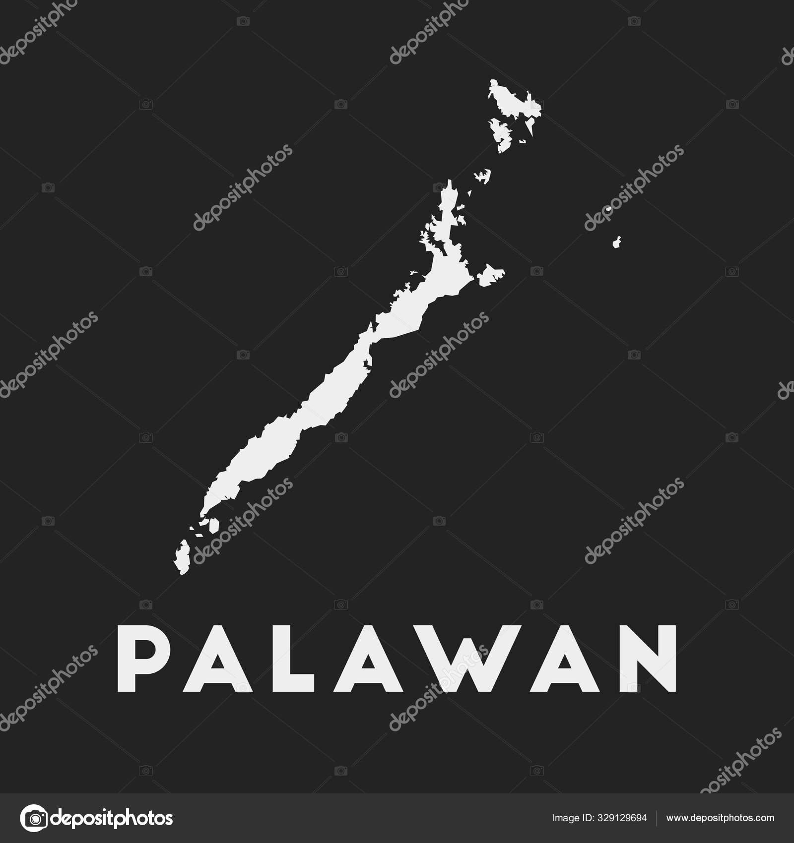 Icono de Palawan Mapa de la isla sobre fondo oscuro Elegante mapa de ...