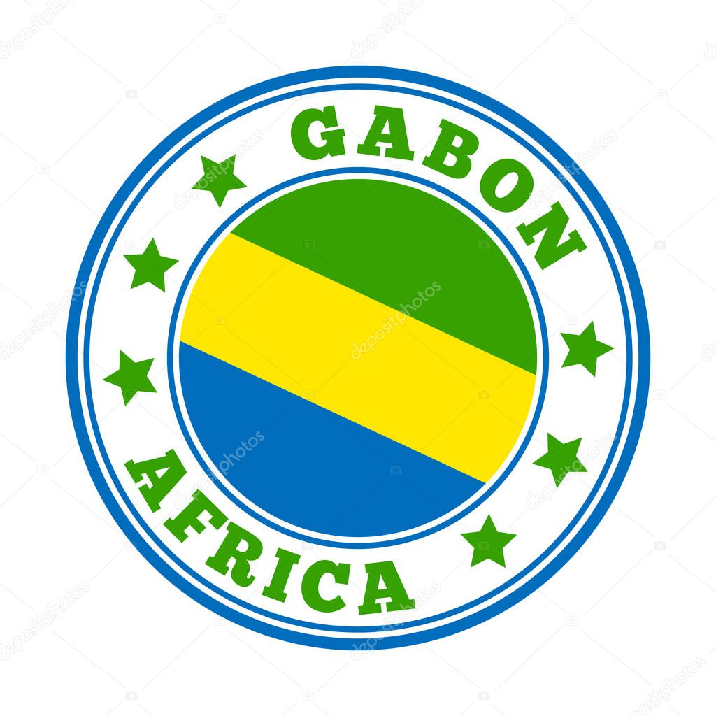Gabón signo redondo país logotipo con la bandera de Gabón Vector ...