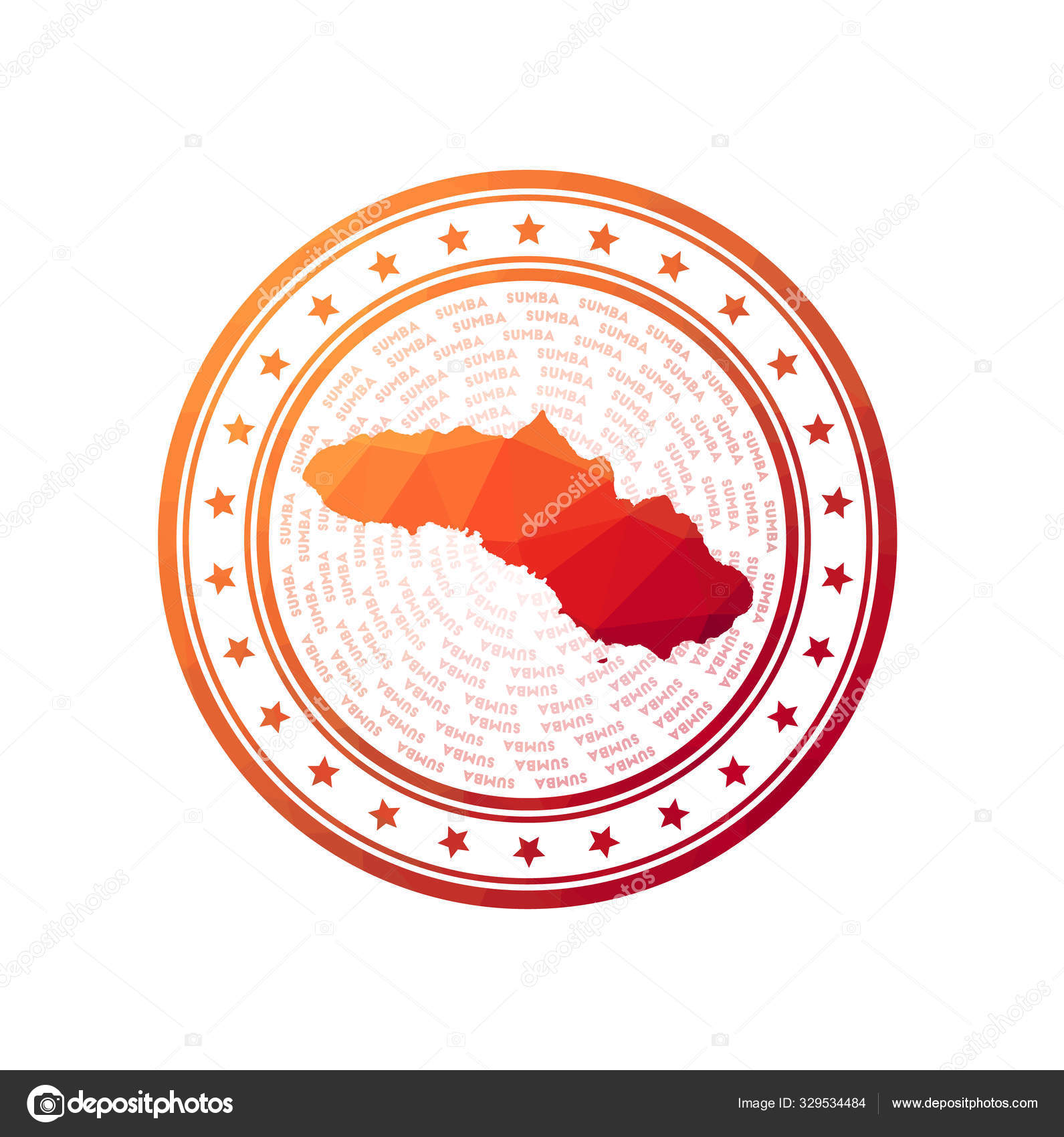 Flat Low Poly Stamp Sumba Polygonal Sumba Badge Trendy Vector Stock ...
