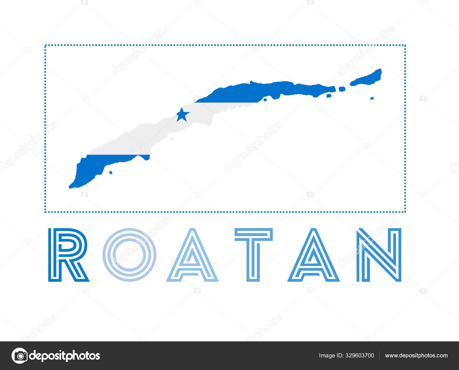 Roatan Logo Mapa de Roatan con el nombre de la isla y la bandera ...