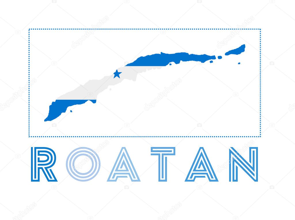 Roatan Logo Mapa de Roatan con el nombre de la isla y la bandera ...