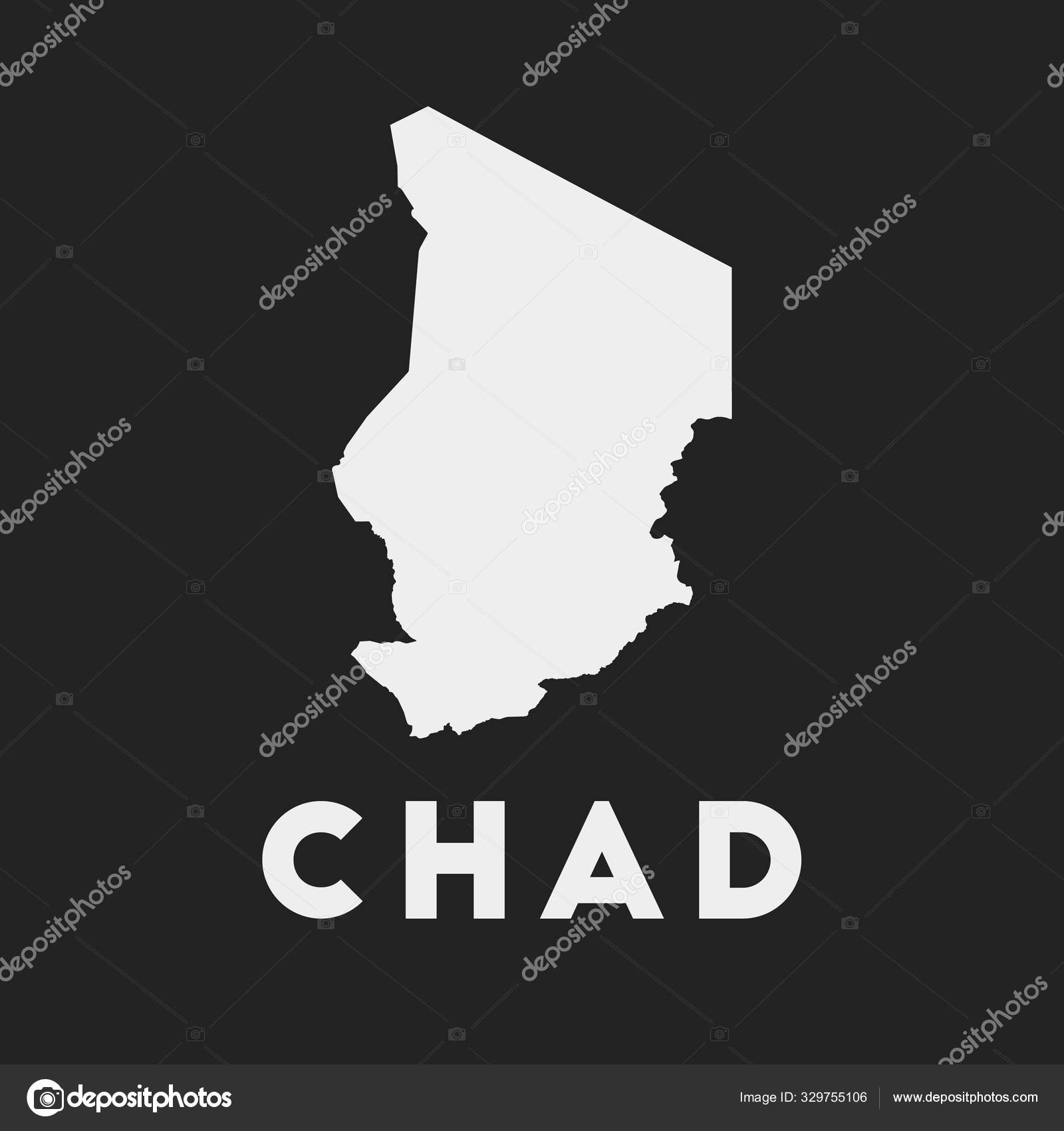 Chad icon Country map on dark background Stylish Chad map with country ...