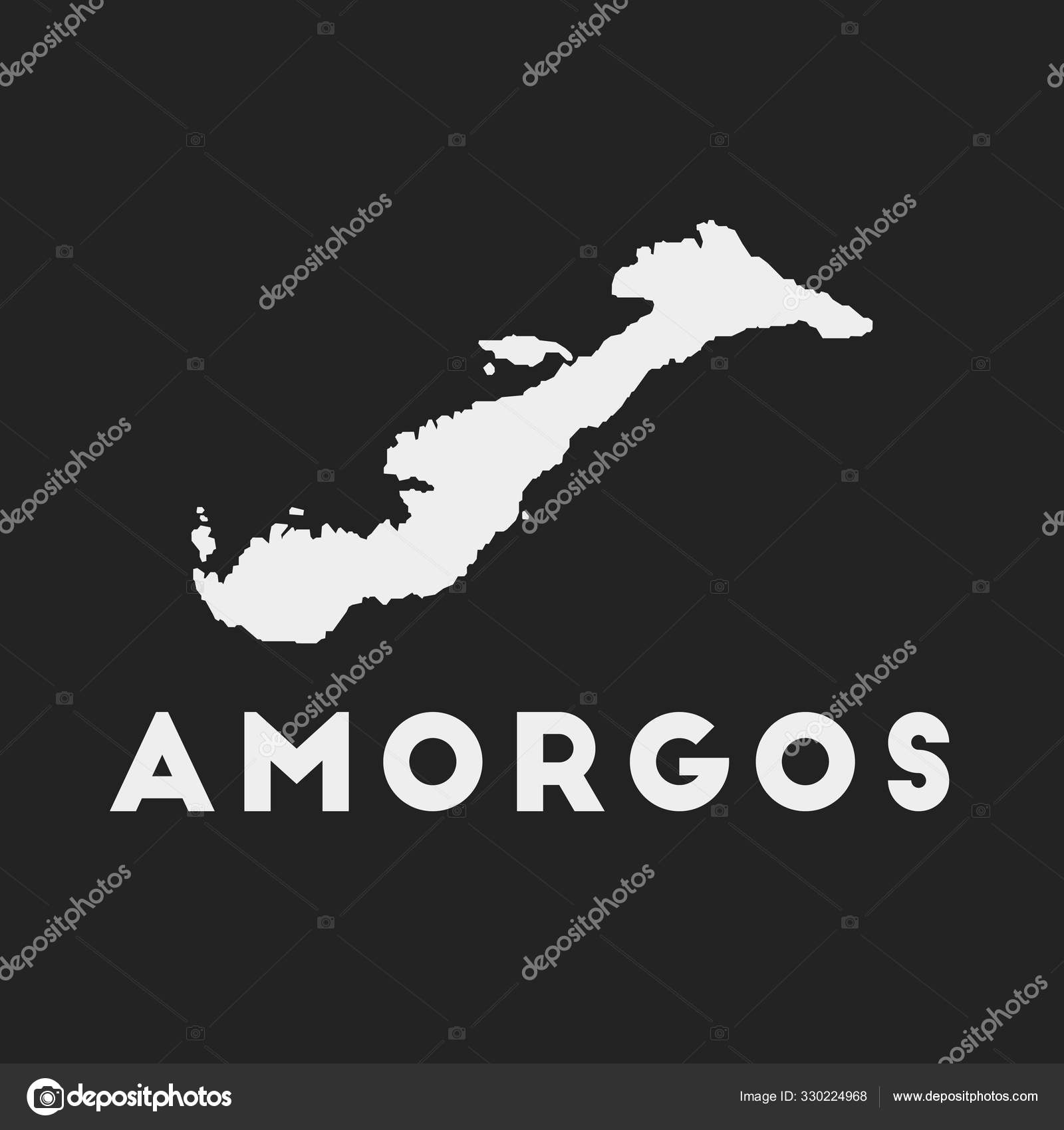 Amorgos icon Island map on dark background Stylish Amorgos map with ...