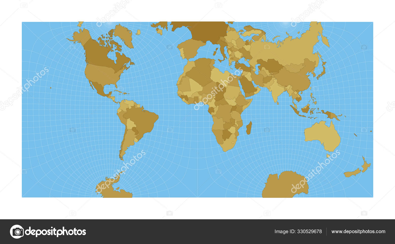 World Map Guyou hemisphereinasquare projection Map of the world with ...