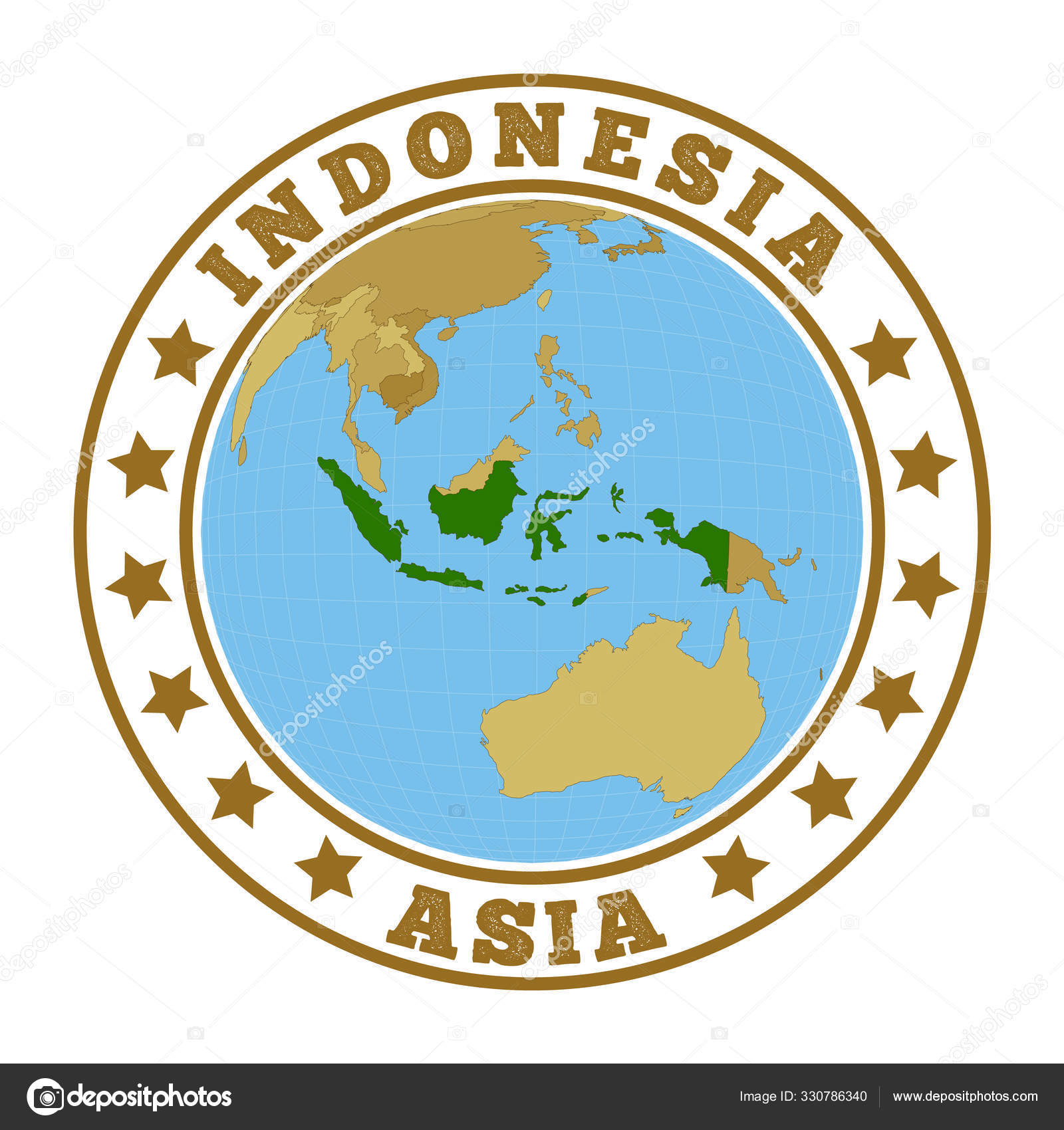Indonesia logo Round badge of country with map of Indonesia in world ...