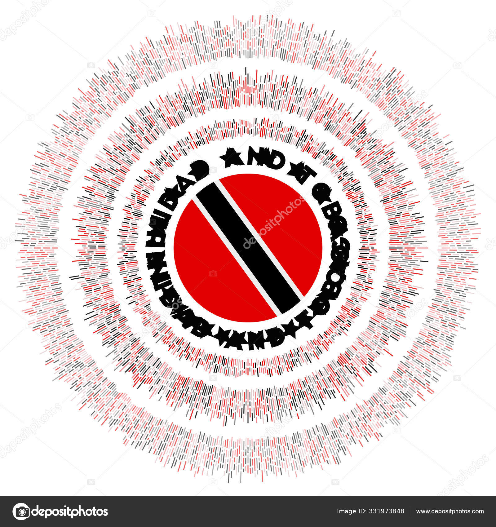 Trinidad and Tobago symbol Radiant country flag with colorful rays ...