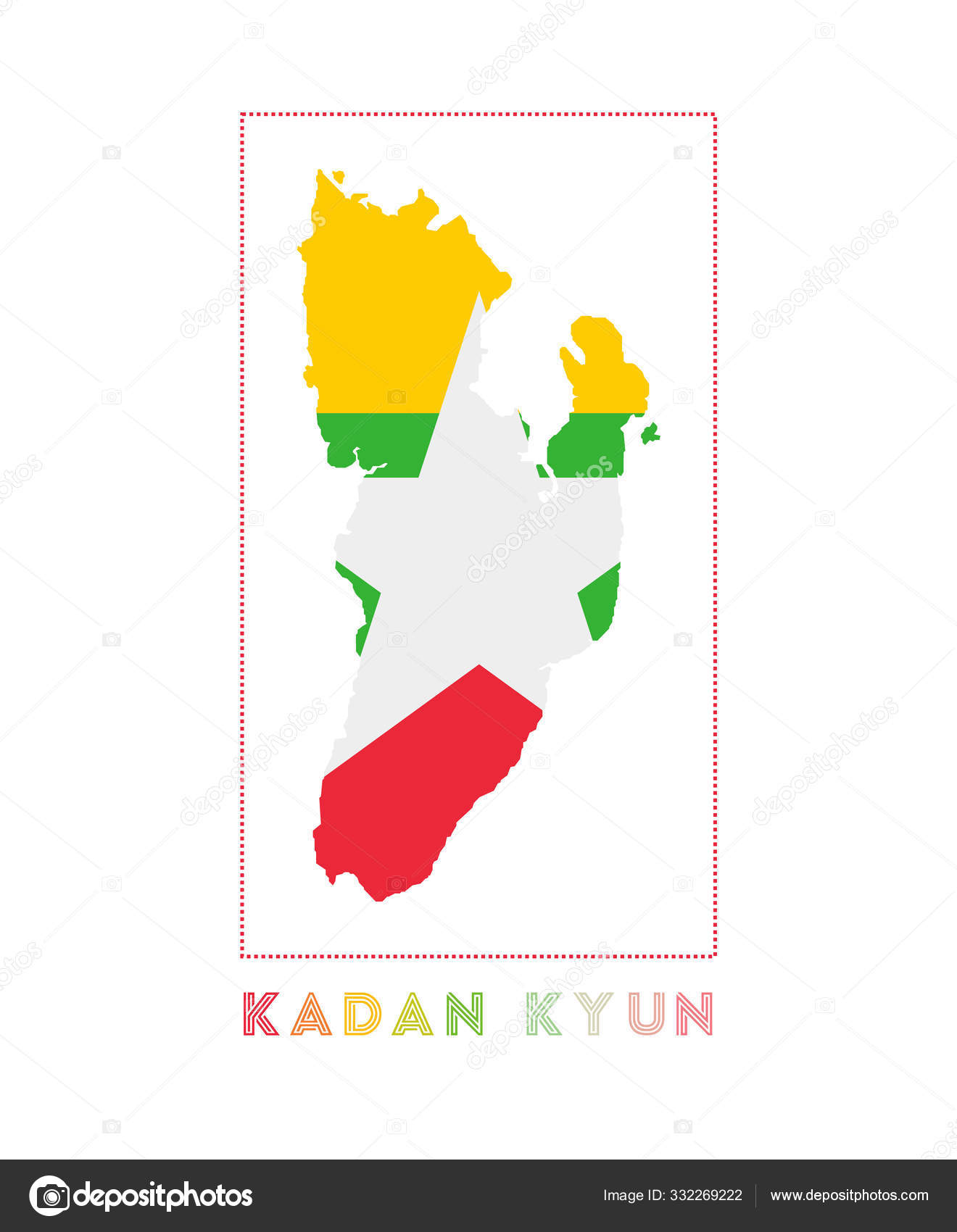 Kadan kyun Logo-Karte von kadan kyun mit Inselnamen und Flagge ...