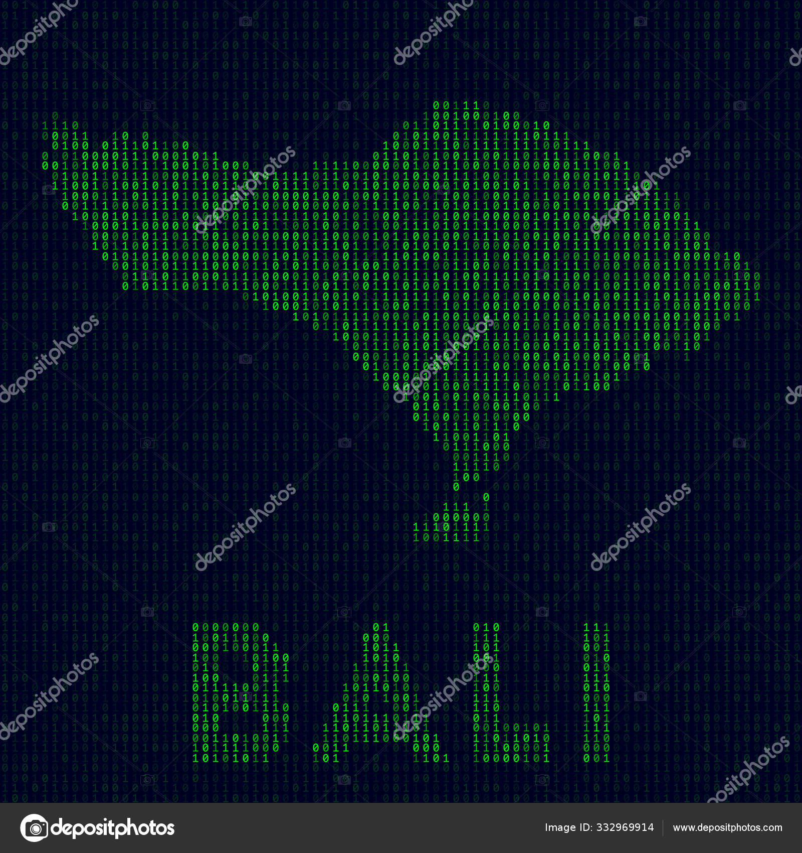 Digital Bali logo Island symbol in hacker style Mapa de código binario ...