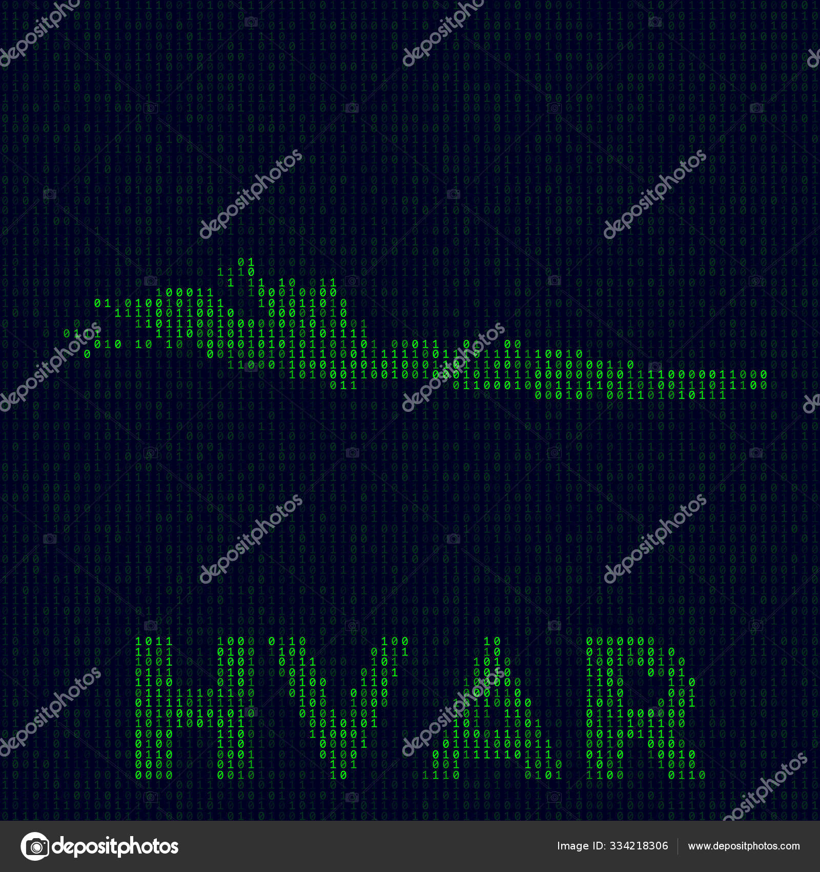 Digital Hvar logo Island symboli hakkeri tyyli Binary koodi kartta Hvar ...