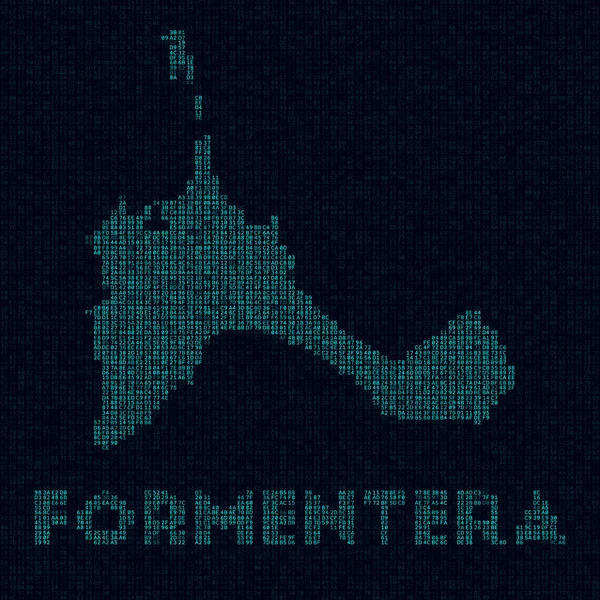 Digital Formentera logo Island symbol in hacker style Binary code map ...