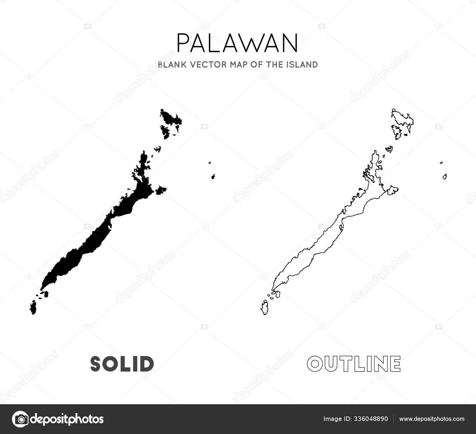 Palawan map Blank vector map of the Island Borders of Palawan for your ...