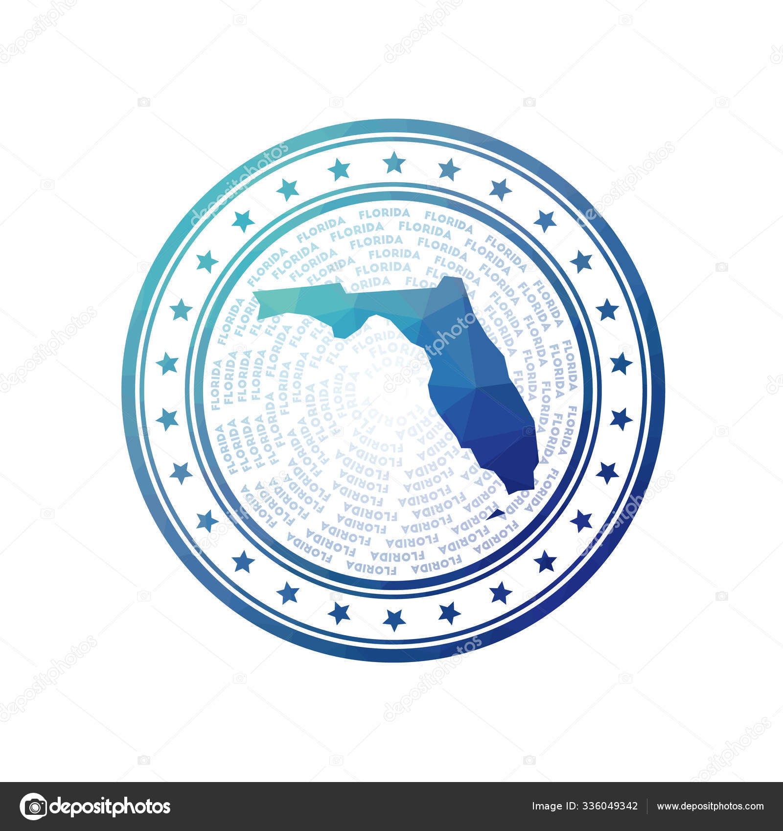 Flat low poly stamp of Florida Polygonal Florida badge Trendy vector ...