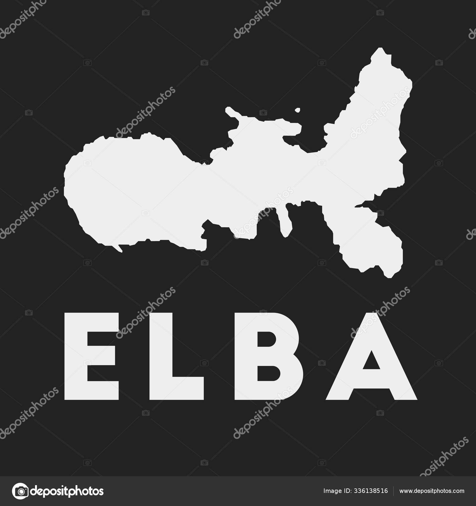 Elba Icon Island Map Dark Background Stylish Elba Map Island Stock ...