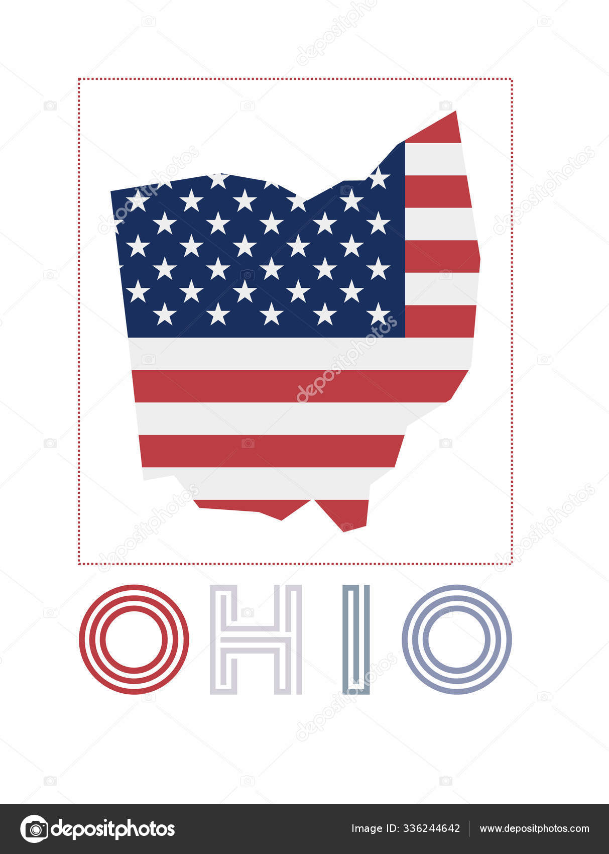 Logo Ohio Mapa Ohio Con Nosotros Nombre Del Estado Bandera Vector de ...