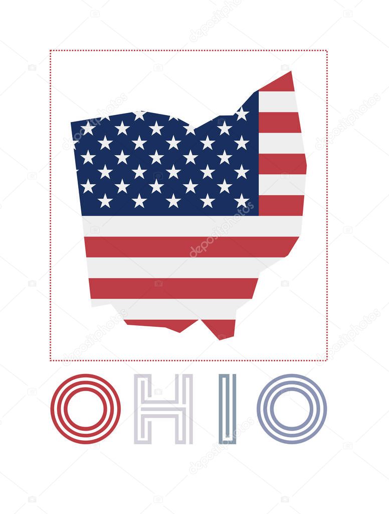 Vettoriale stockLogo Dell'ohio Mappa Dell'ohio Con Nostro Nome Bandiera ...