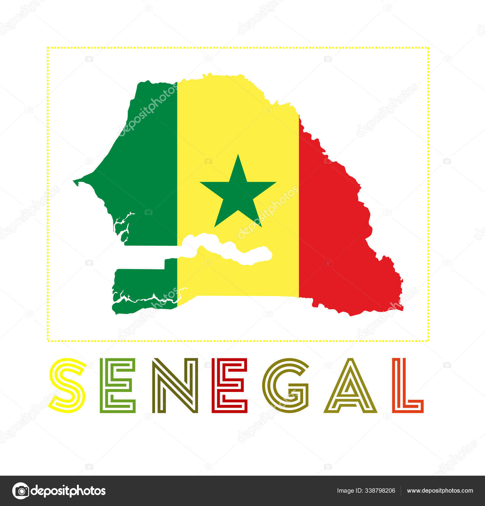 Senegal Logo Map of Senegal with country name and flag Astonishing ...
